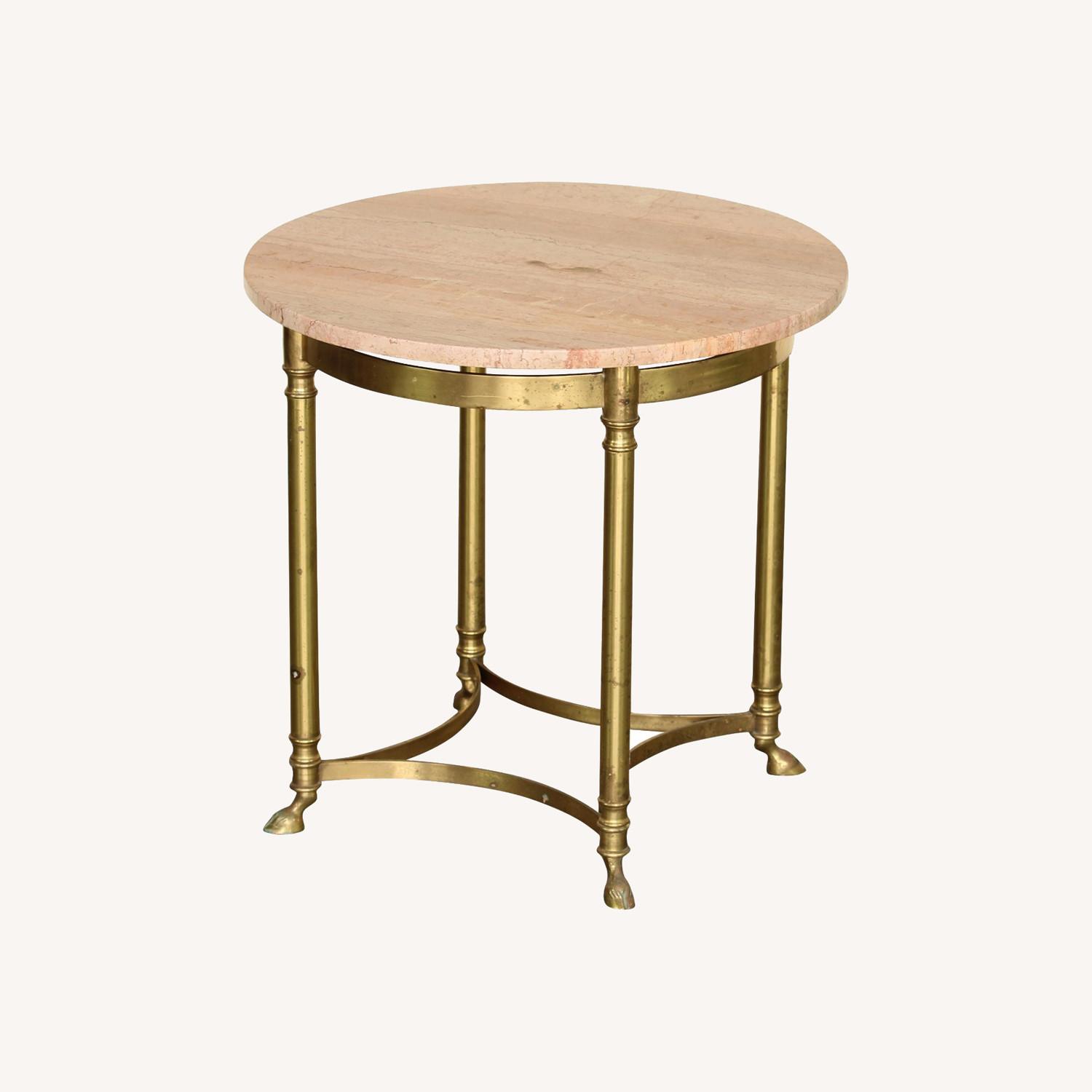 Brass La Barge Side Table With Stone Top - AptDeco