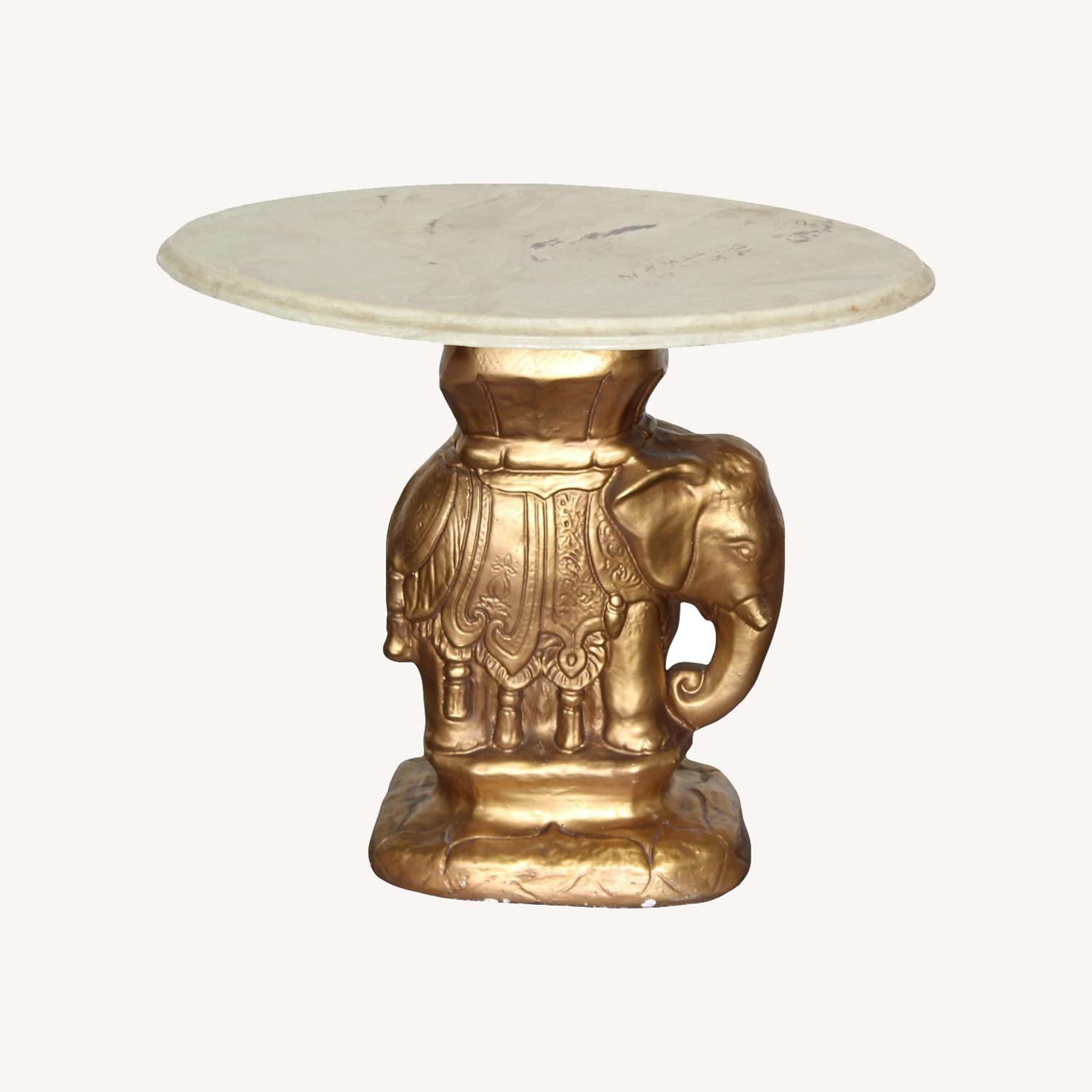 Vintage Marble Top Elephant Side Table - AptDeco