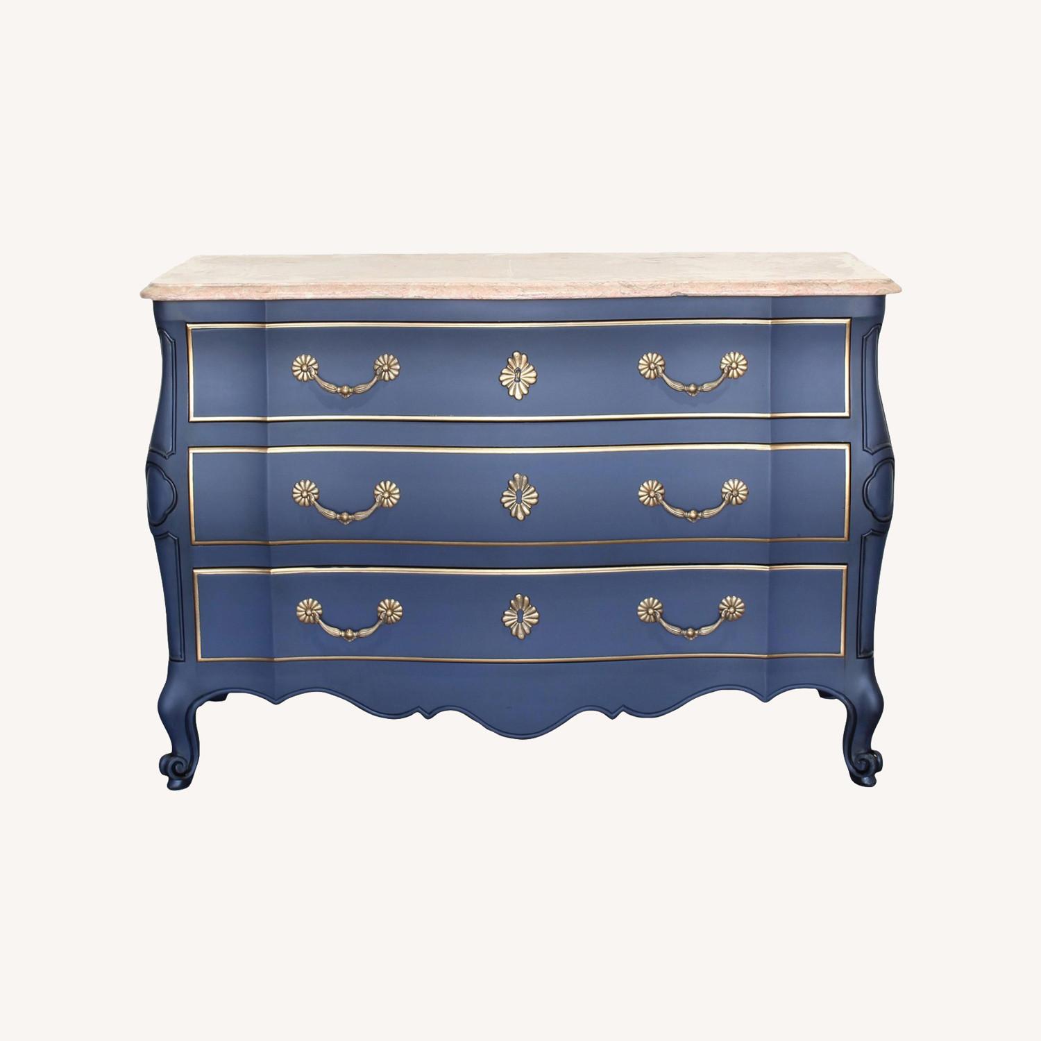 Vintage French Style Blue Painted Chest of Drawers - AptDeco