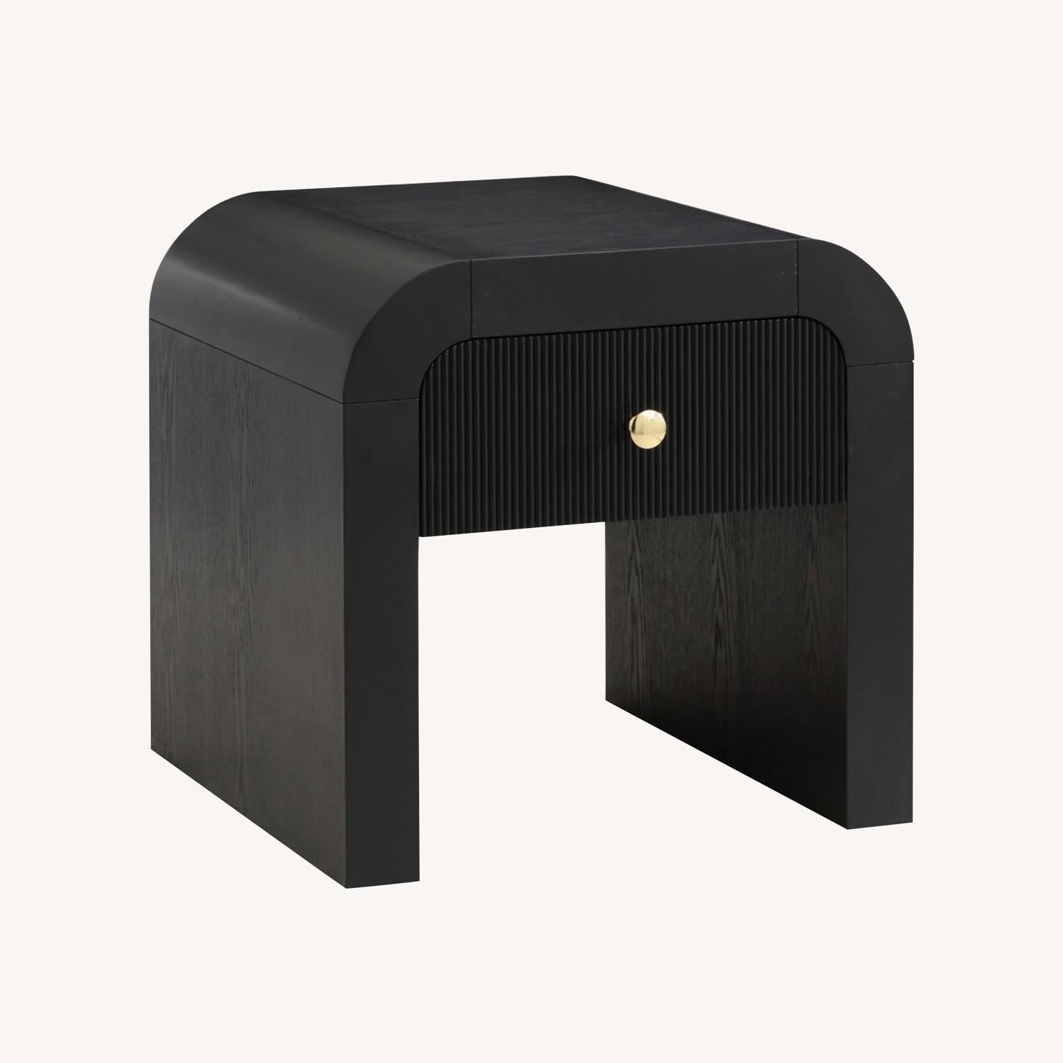 End Table In Black Ash Wood Veneer Finish - AptDeco
