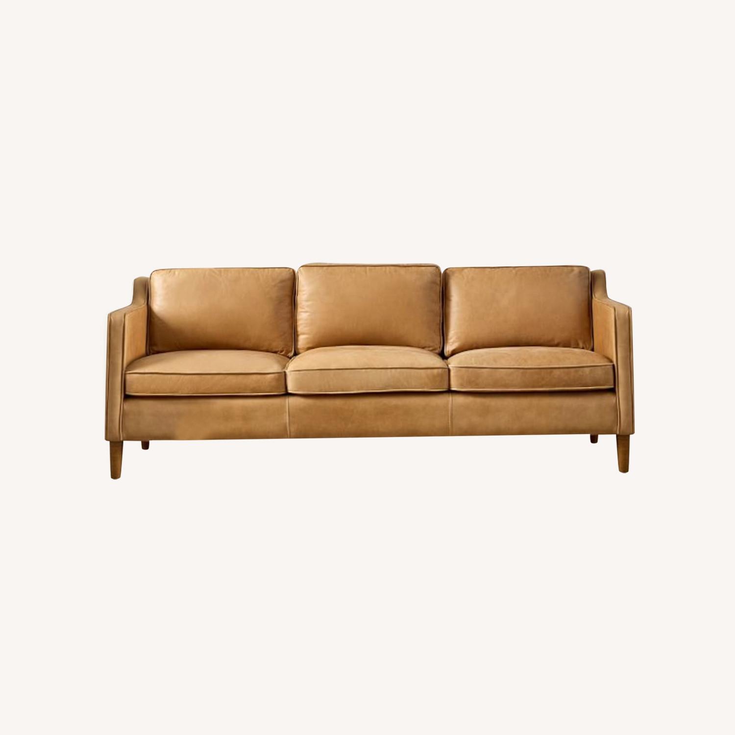 West Elm Hamilton Leather Couch - AptDeco