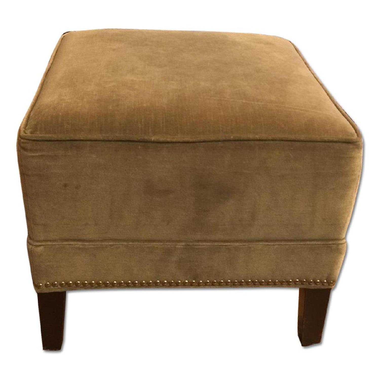 Ethan Allen Suede Ottoman - AptDeco