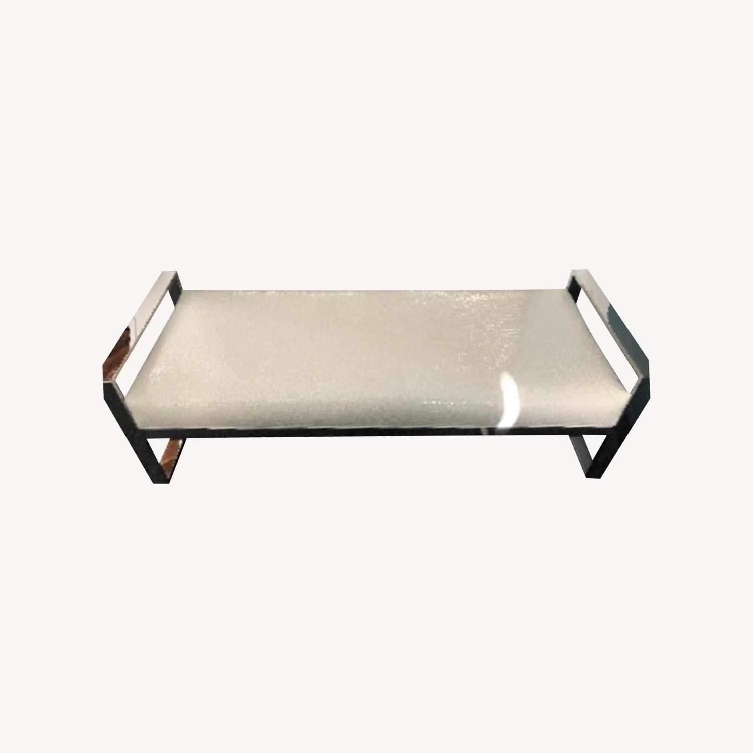 Cantoni Crocodile Leather Bench with Custom Upholstery - AptDeco