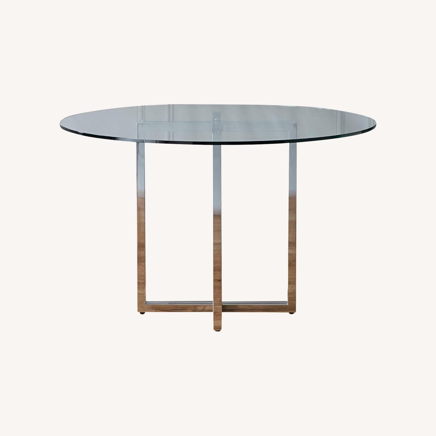 CB2 Silverado 47" Round Chrome Dining Table - AptDeco