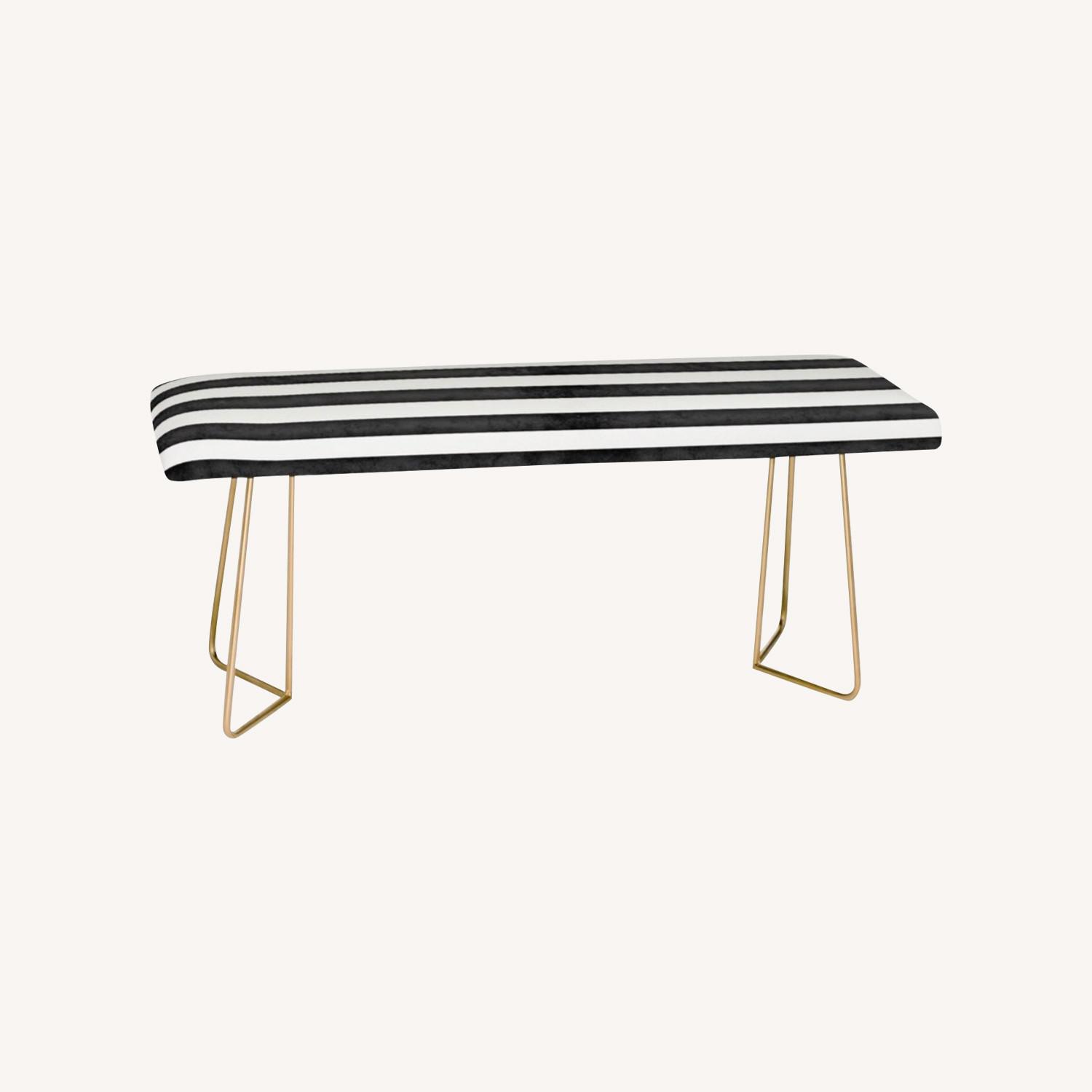 Black & White Striped Bench - AptDeco