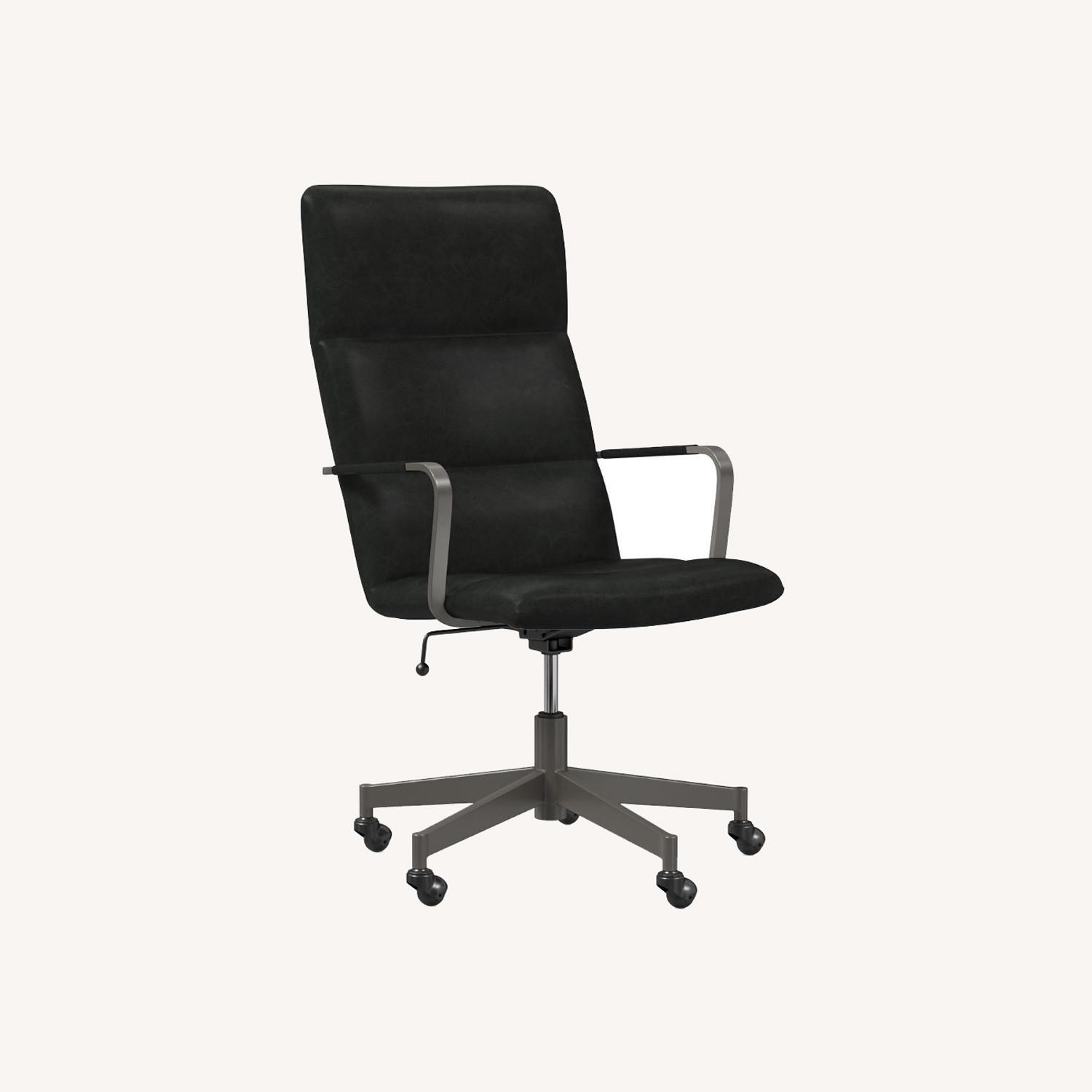 West Elm Cooper Mid-Century High-Back Leather Chair - AptDeco