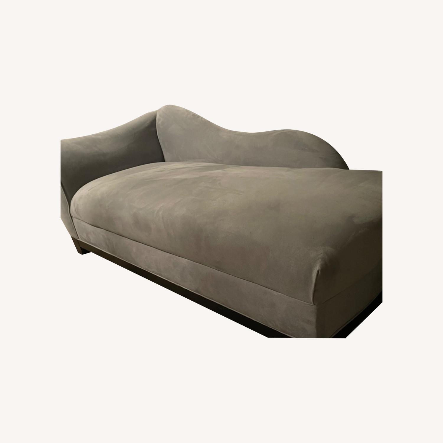 Light Blue Microsuede Chaise - AptDeco