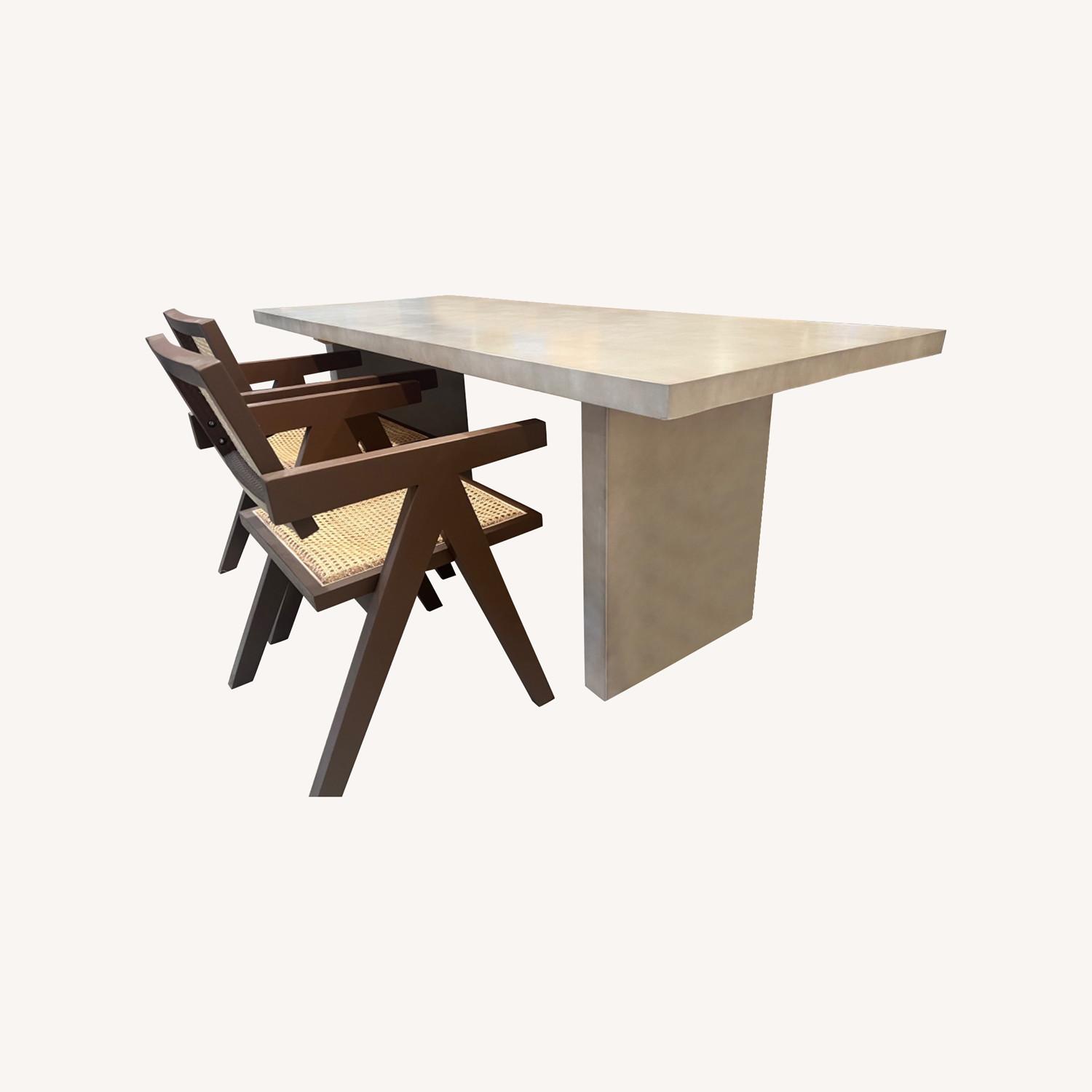 Homz Products 79" Farmhouse Concrete Wooden Dining Table - AptDeco