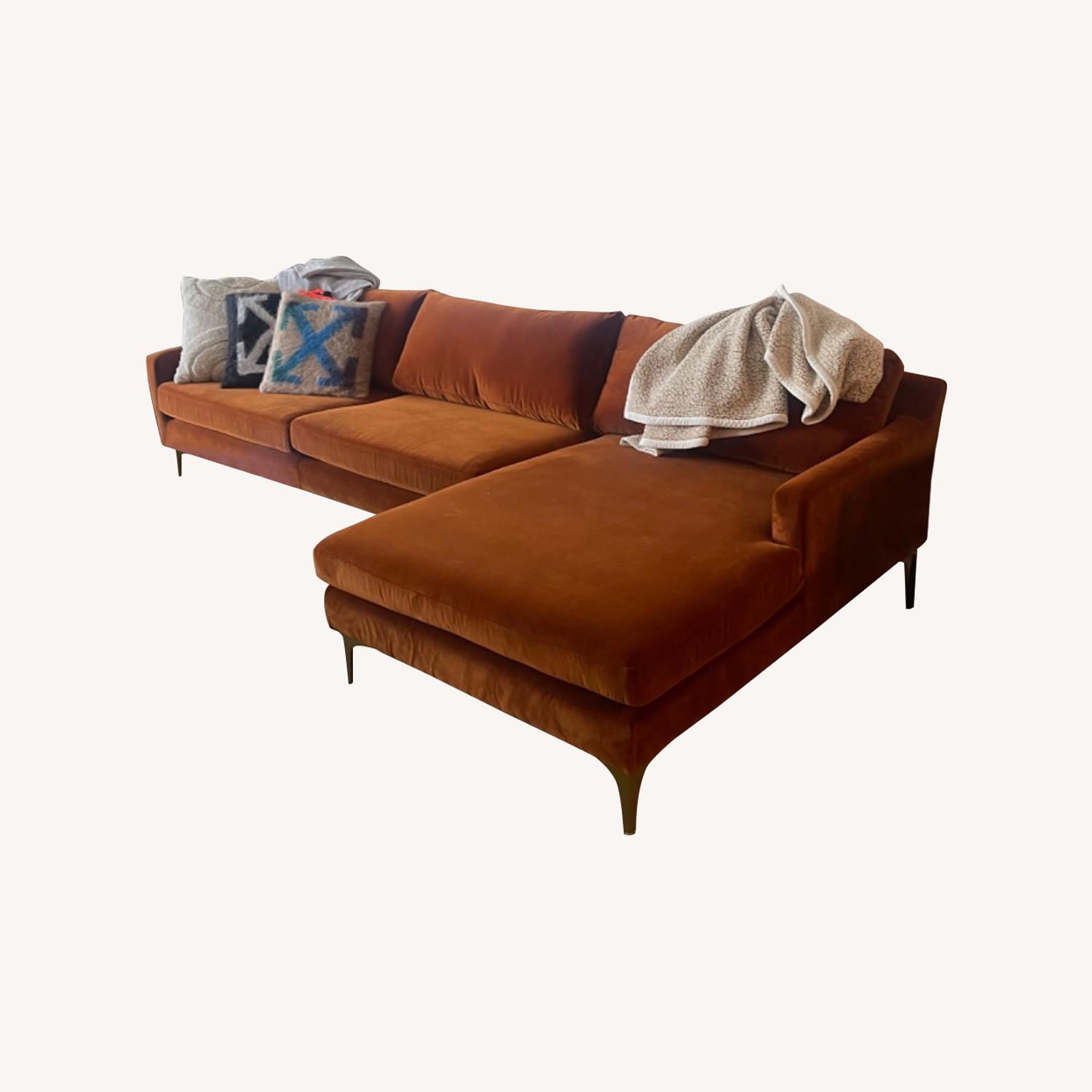 AllModern Velvet Rust Sectional - AptDeco