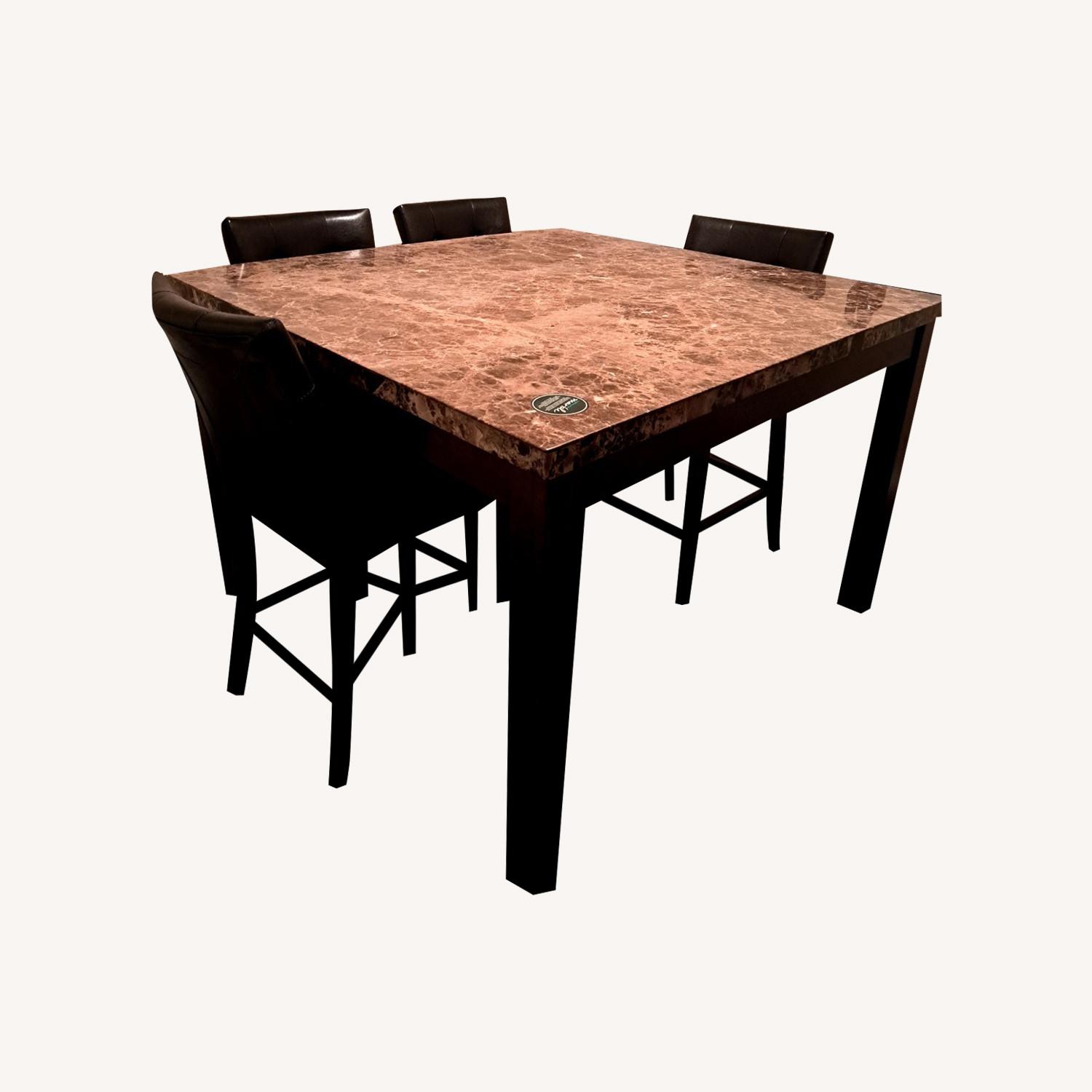 100% Real Marble Bar Height Dining Room Set - AptDeco