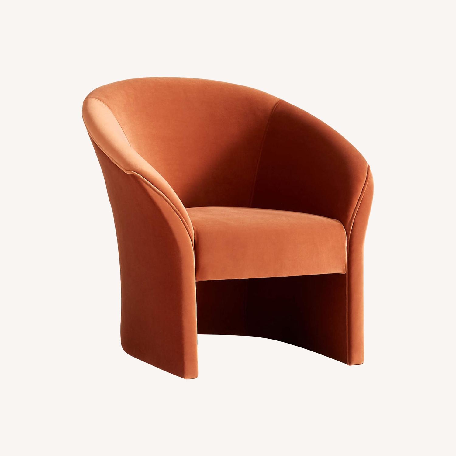 Verso Small Space Rust Velvet Accent Chair - AptDeco