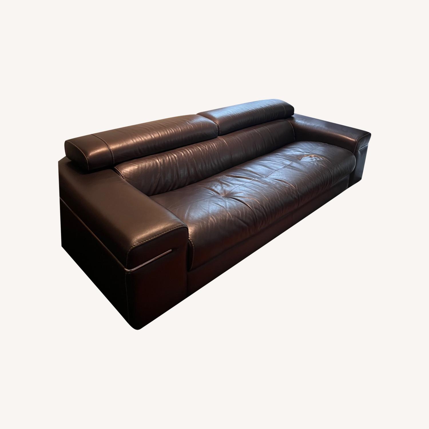 Natuzzi Brown Leather Sofa - AptDeco