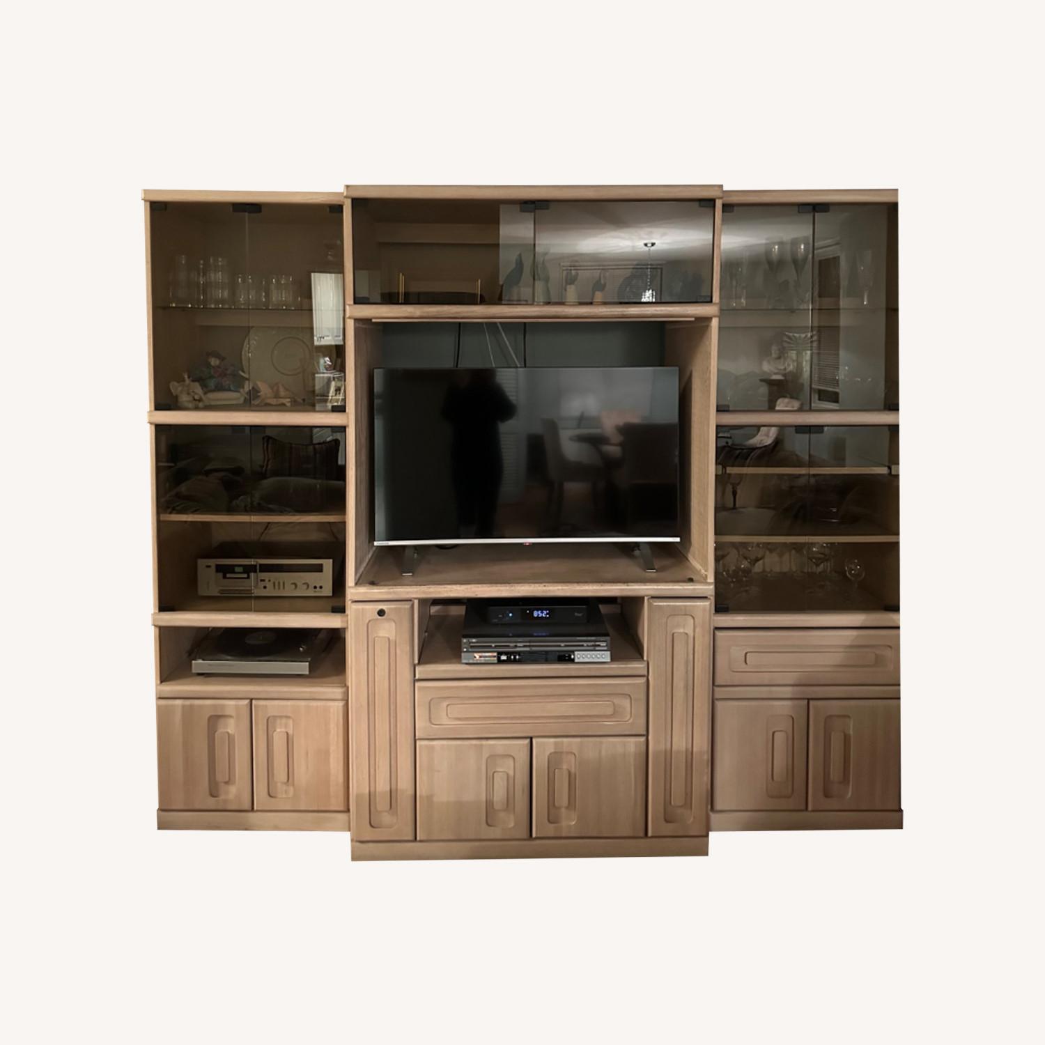 Wall Unit High End Oak Wood Entertainment Center - AptDeco