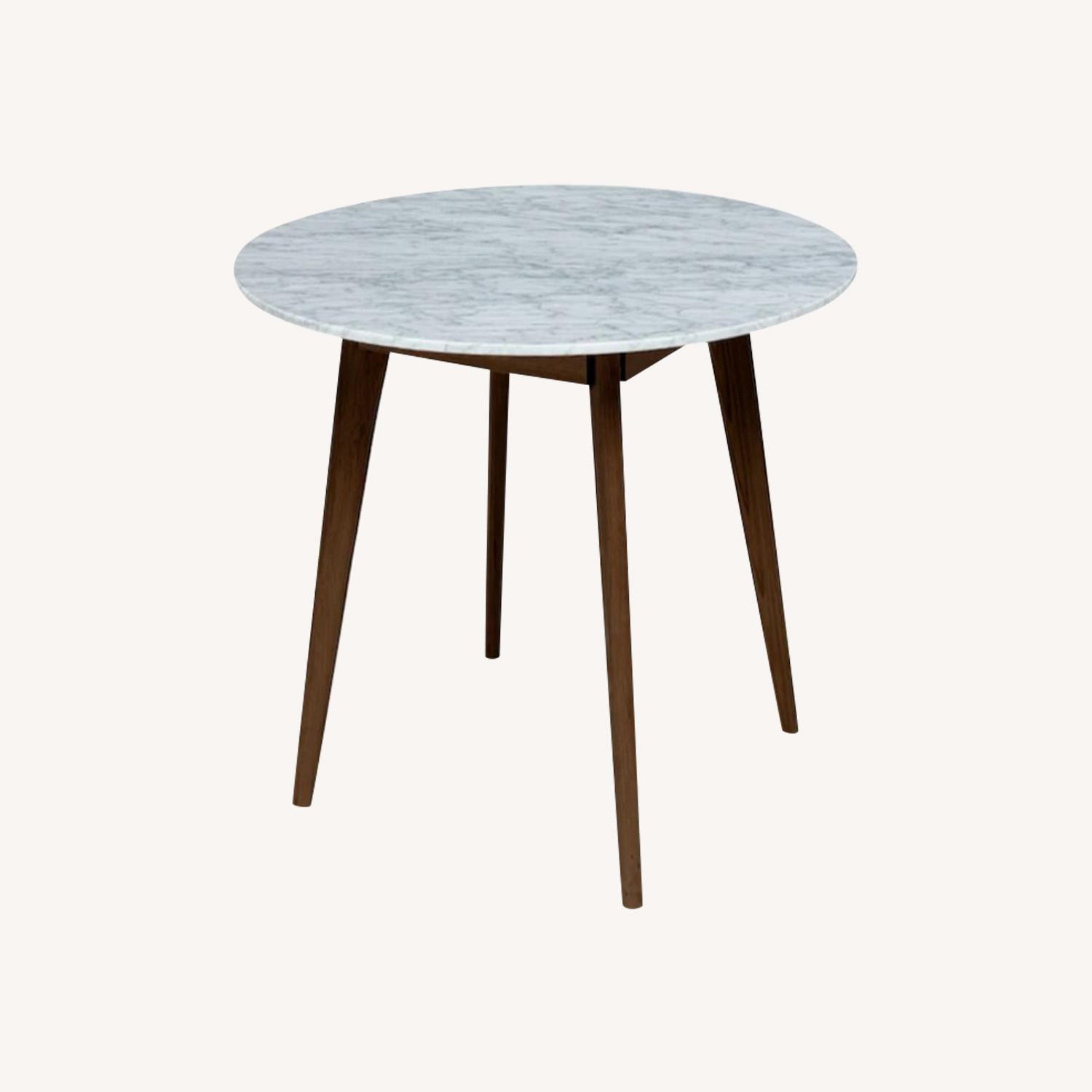 Article MARA Round Dining Table, Marble/Walnut - AptDeco