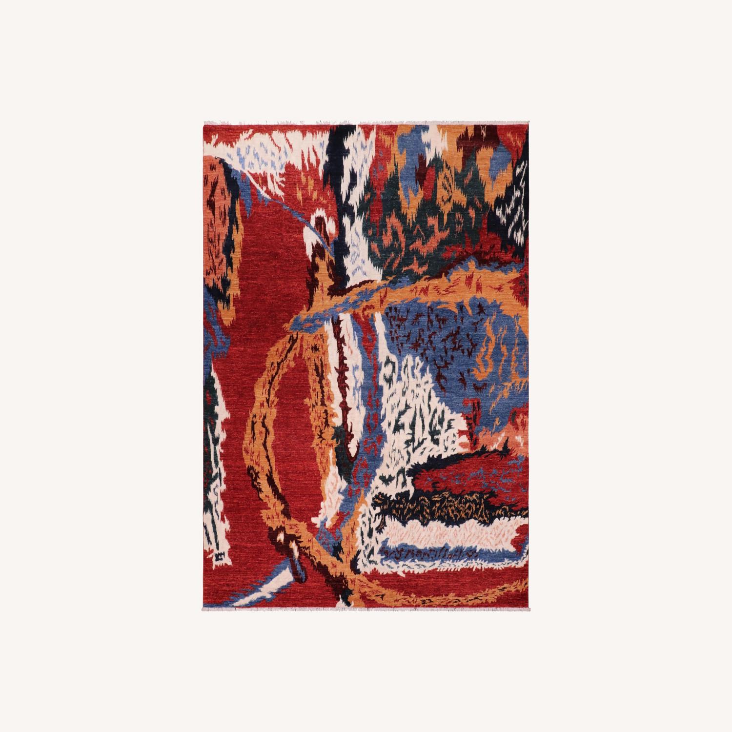 Abstract Hand-Knotted Wool Rug- 8'3'' x 9'7'' - AptDeco