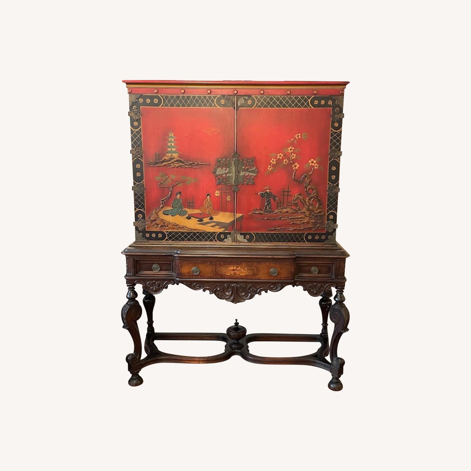 Antique Hand Painted Lacquer Cupboard - AptDeco