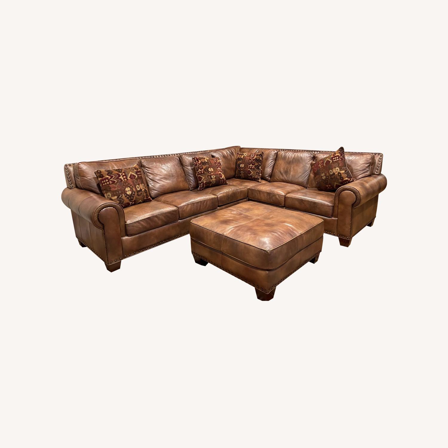 Costco Helena Leather Sectional with Ottoman