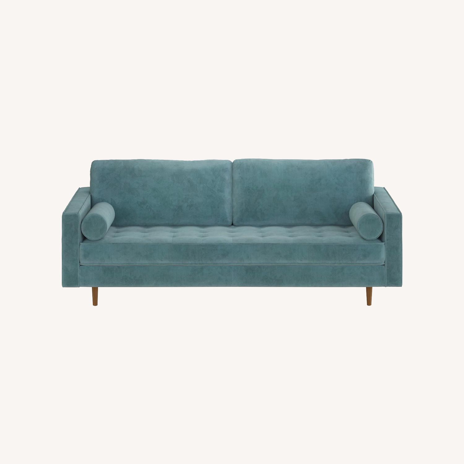AllModern Geo 84'' Upholstered Sofa Bella Ocean - AptDeco