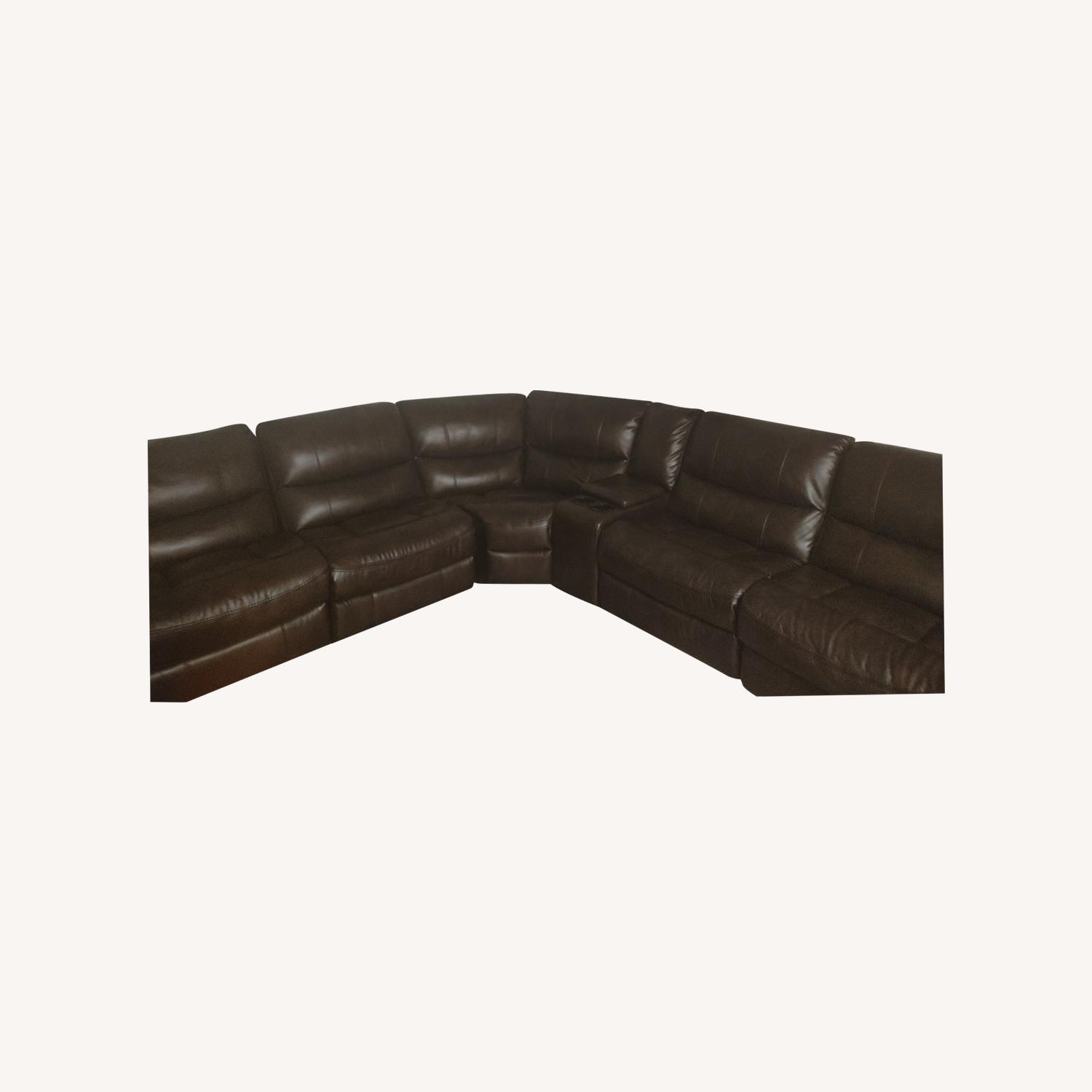 Ashley Dark Brown Leather Recliner Sectional - AptDeco