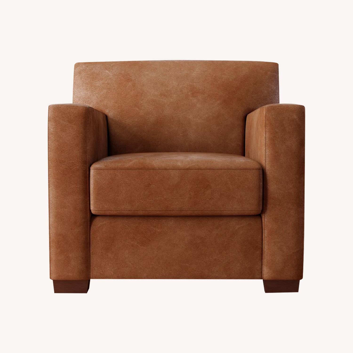 Pottery Barn Ashby Square Arm Leather Armchair - AptDeco