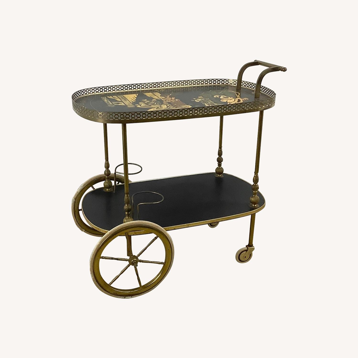 Vintage Asian Motif Bar Cart or Tea Cart - AptDeco