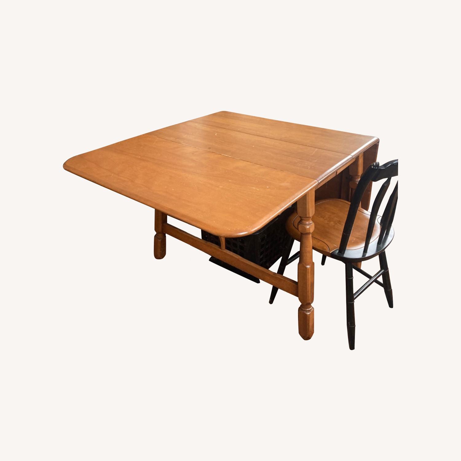 Large Vintage Wooden Drop Leaf Dining Table - AptDeco