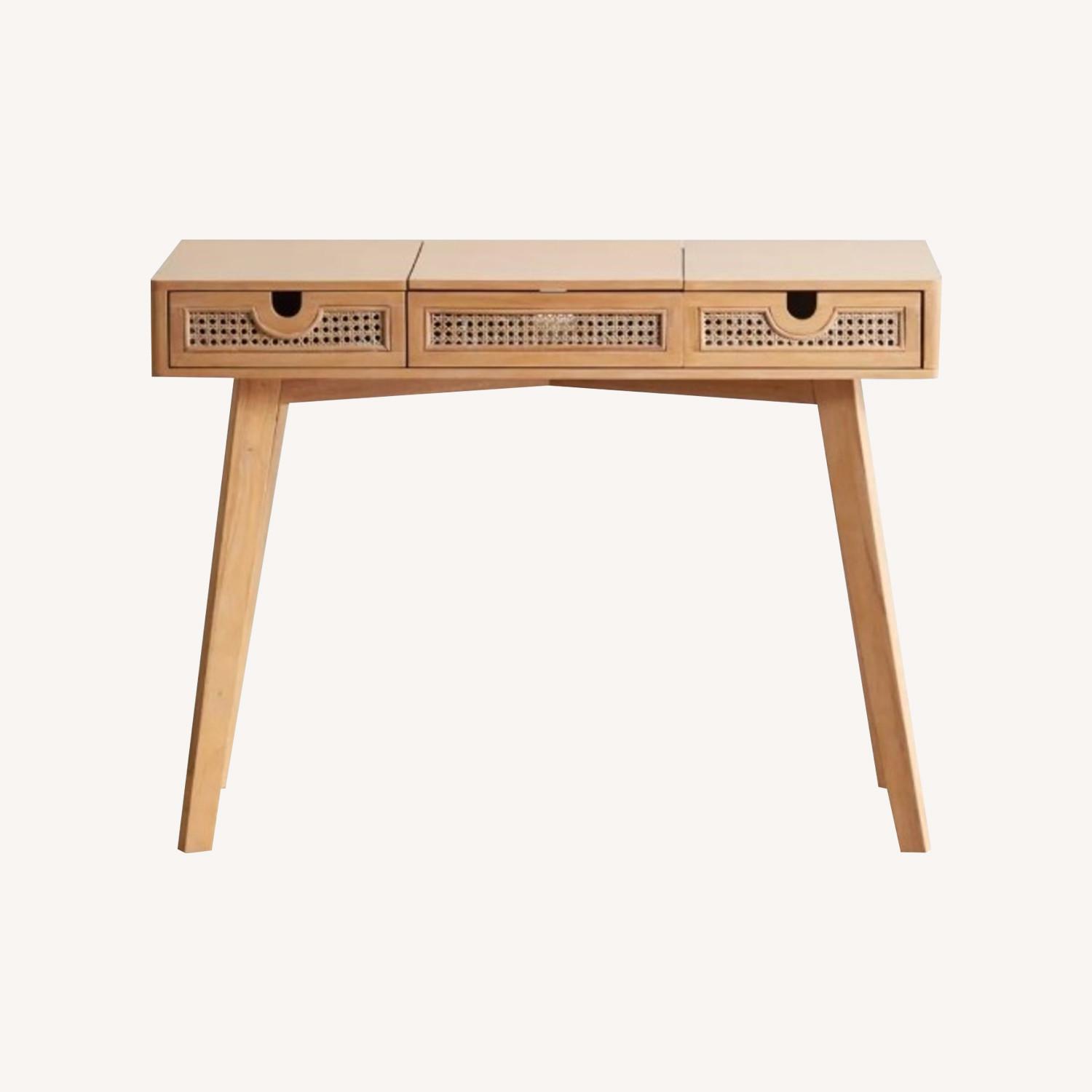 Urban Outfitters Wood and Rattan Mcm Vanity - AptDeco