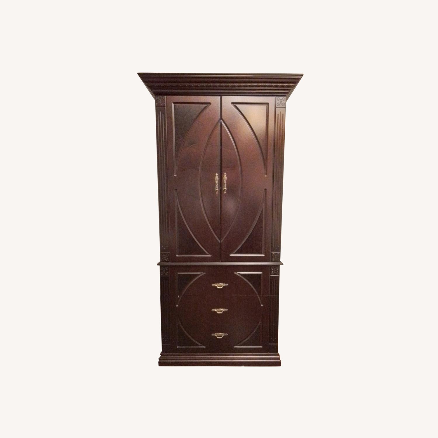 Cherry Oak Wood Armoire - AptDeco