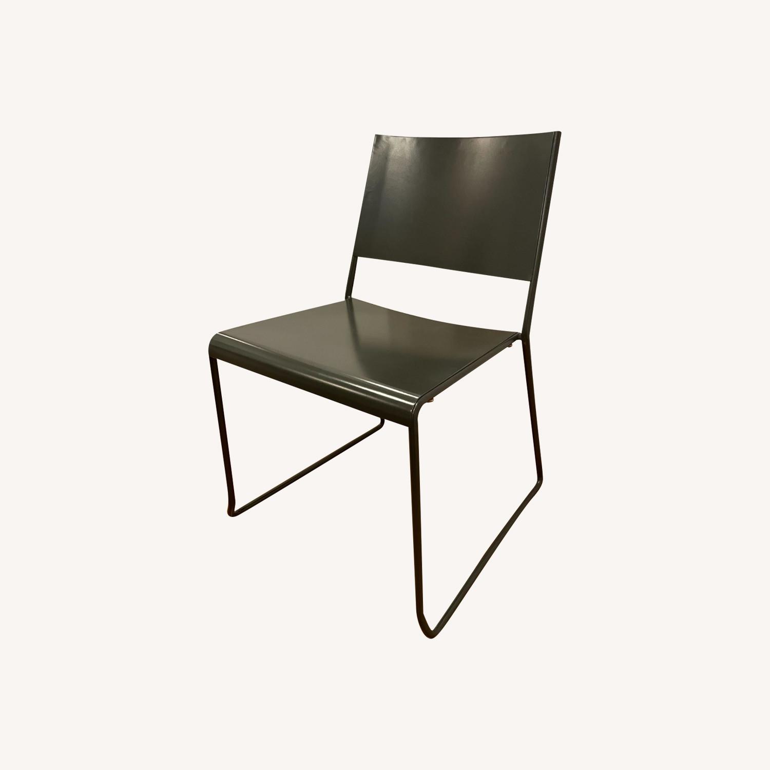 CB2 Modern Gray Metal Indoor Outdoor Dining Chairs - AptDeco