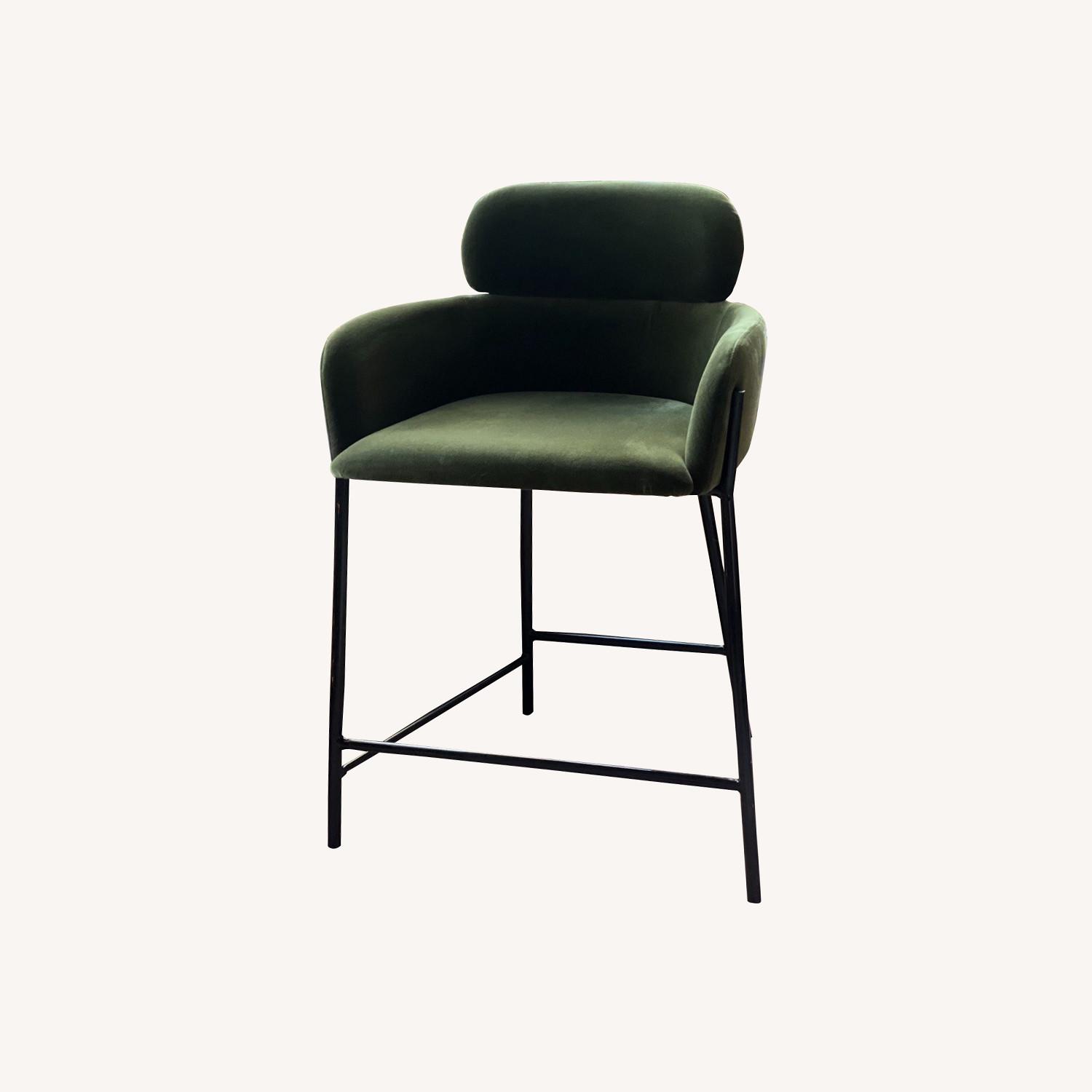 CB2 3 Azalea Green Velvet Counter Stools - AptDeco