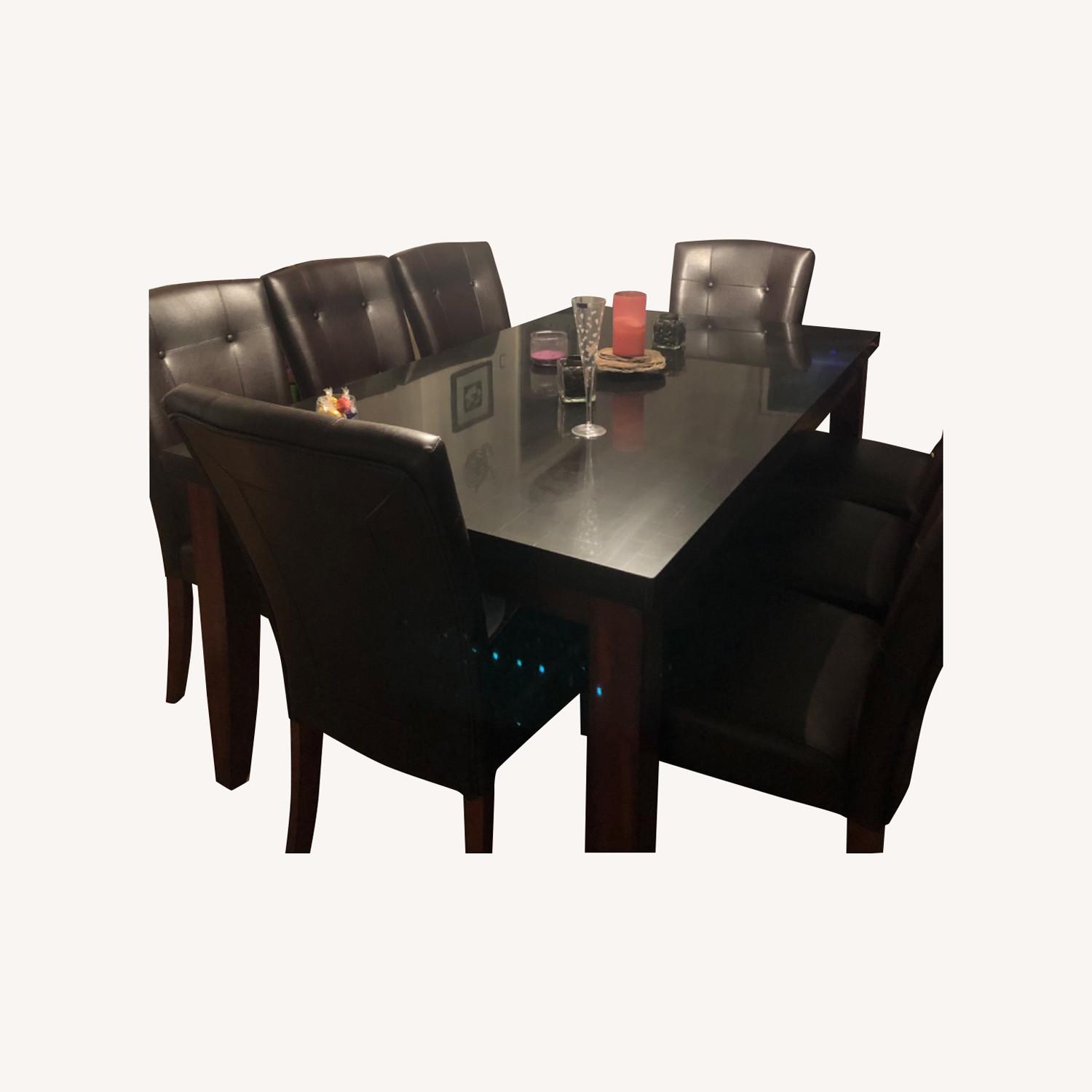 Canel Marble Stone Dining Table with 8 Chairs - AptDeco