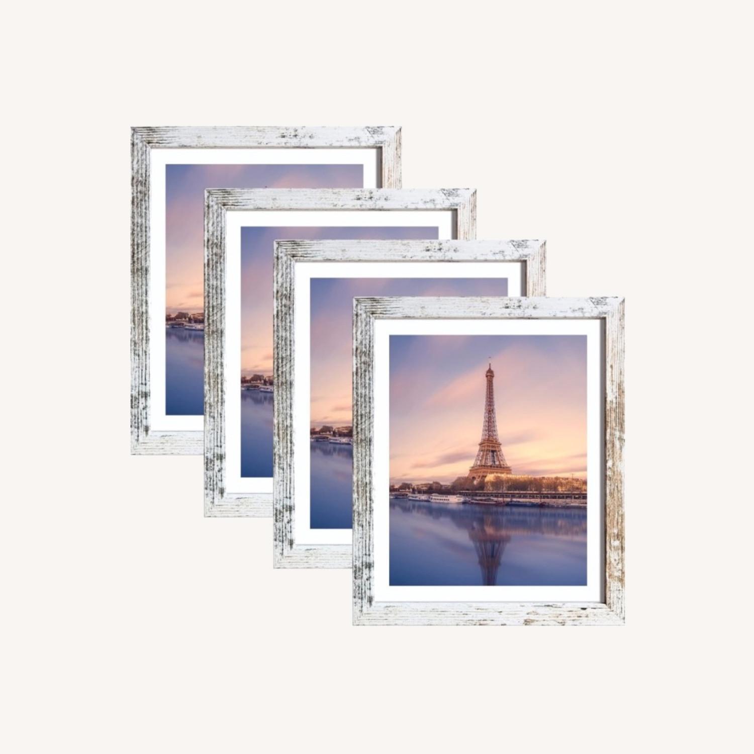 Set of 4 White Distressed Picture Frames - AptDeco