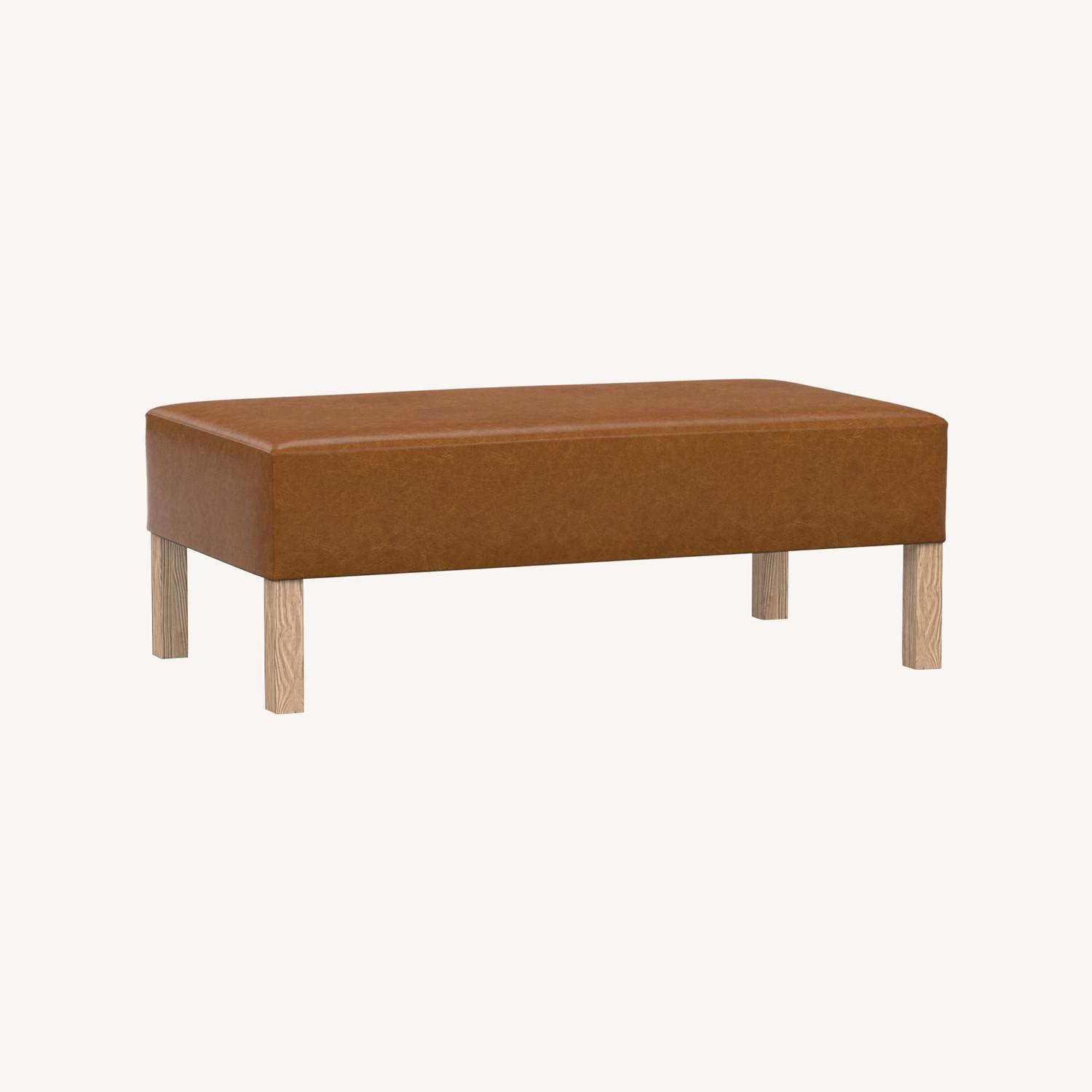 Pottery Barn Arden Leather Ottoman - AptDeco