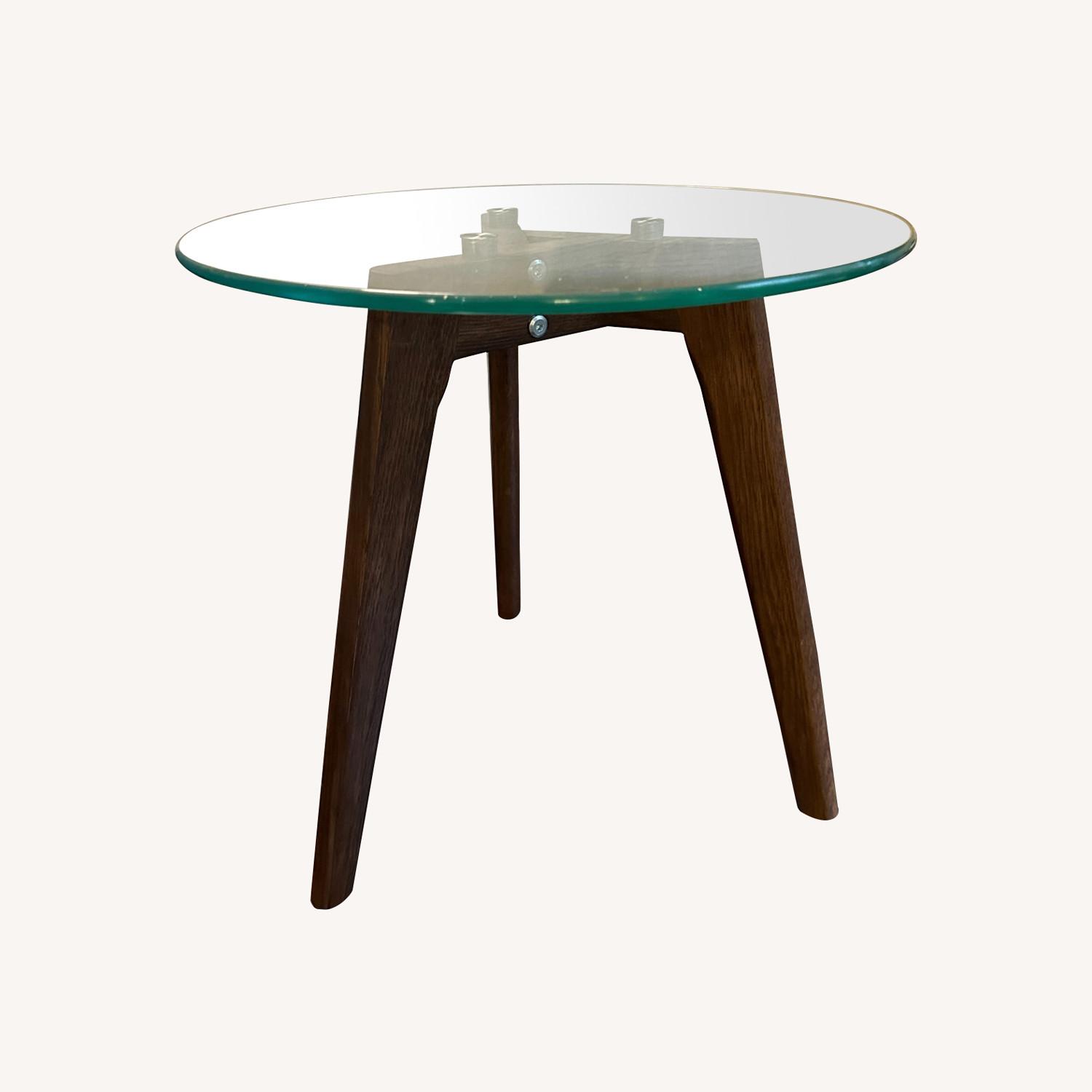 Clarus Glass Topped Walnut Side Table - AptDeco