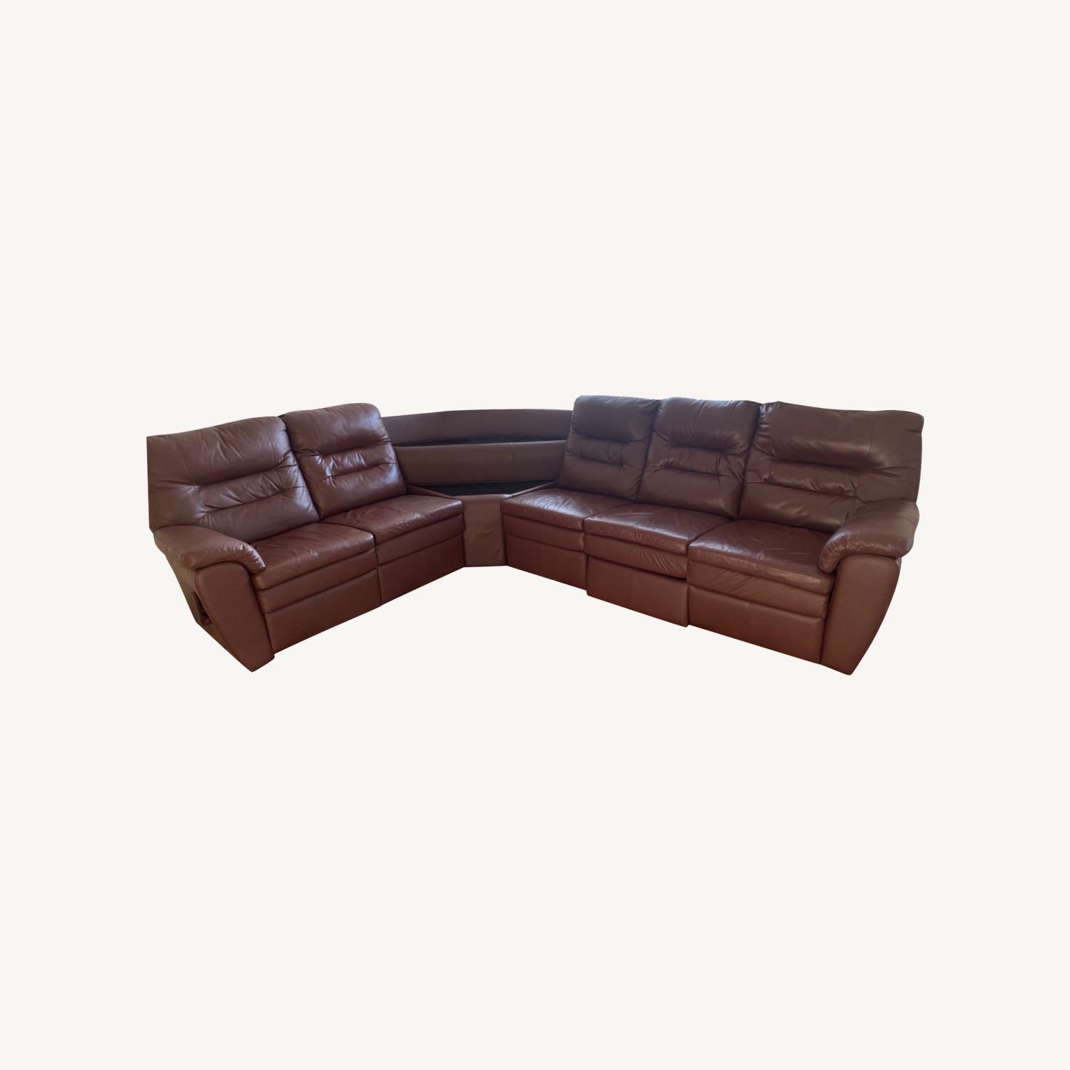 Brown Leather Sectional - AptDeco