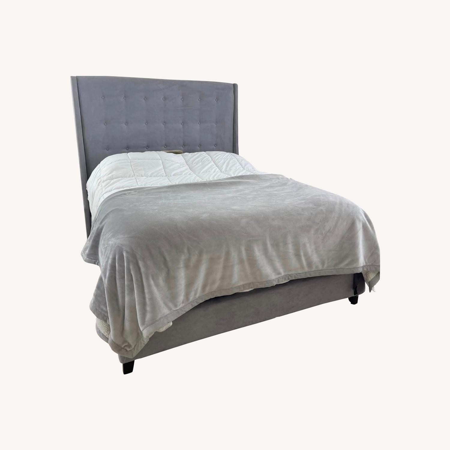 Mobilia Light Grey Queen Bed Frame - AptDeco