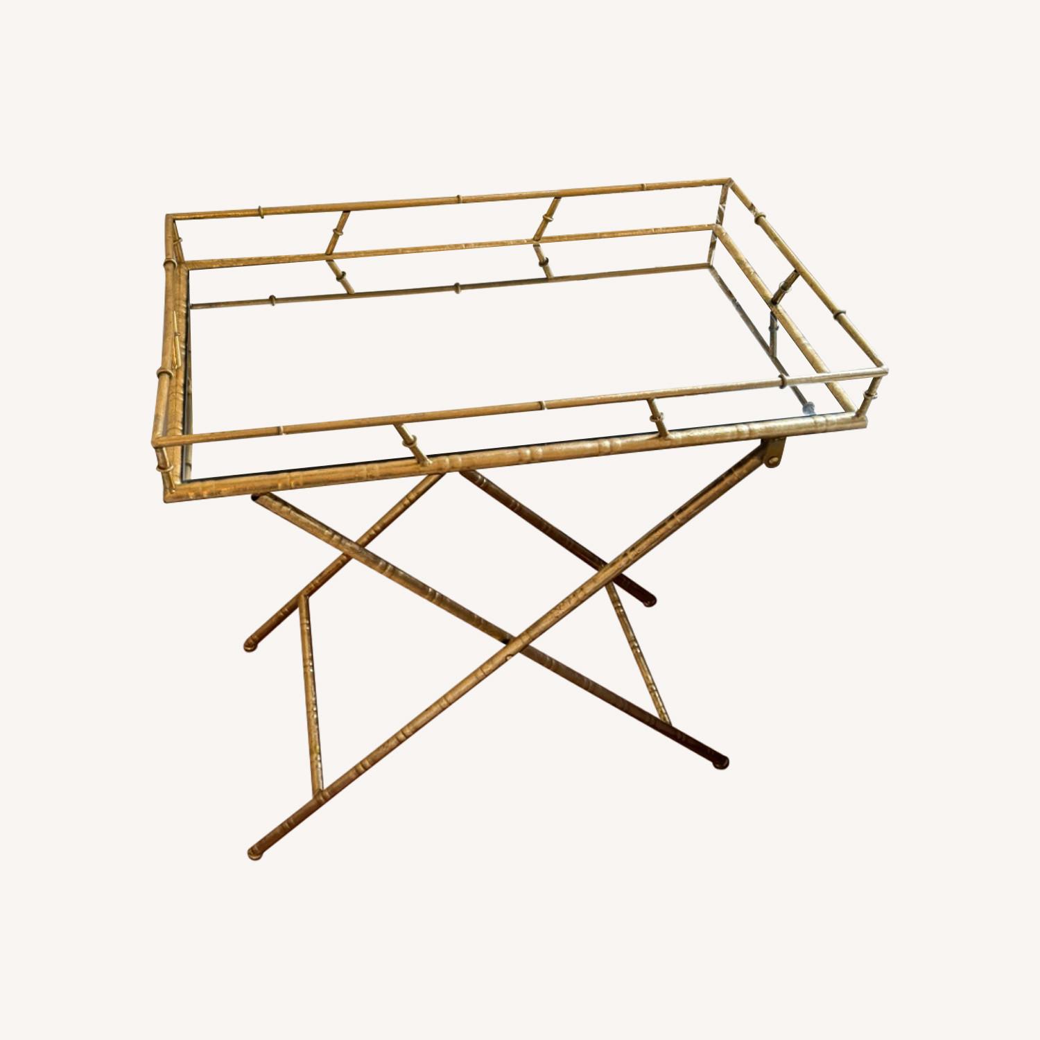 Mirror and Metal Gold Side Tables - AptDeco