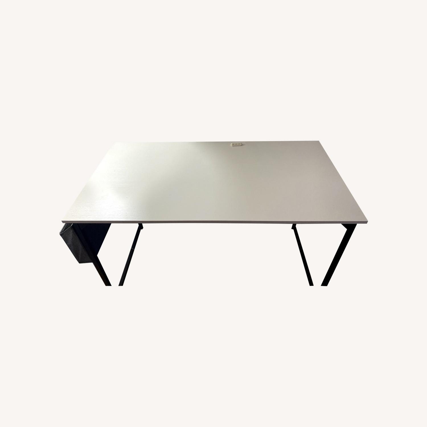 White CB2 Desk with Side Storage - AptDeco