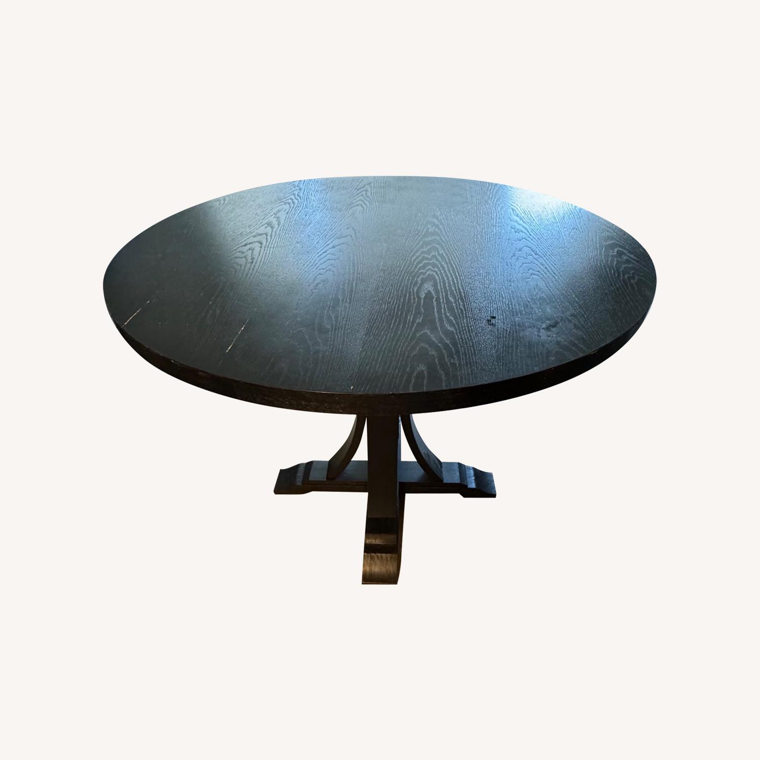 Dark Brown Round Dining Table - AptDeco