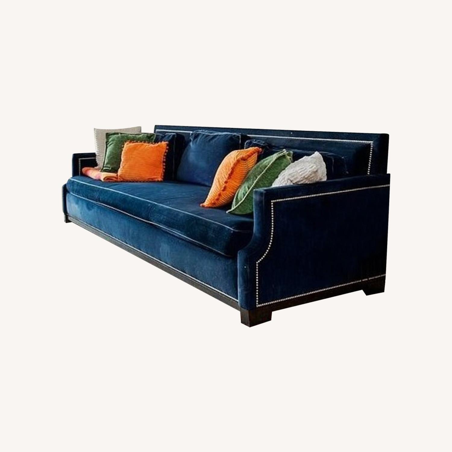 Custom Kneedler Fauchere Velvet Studded Couch - AptDeco