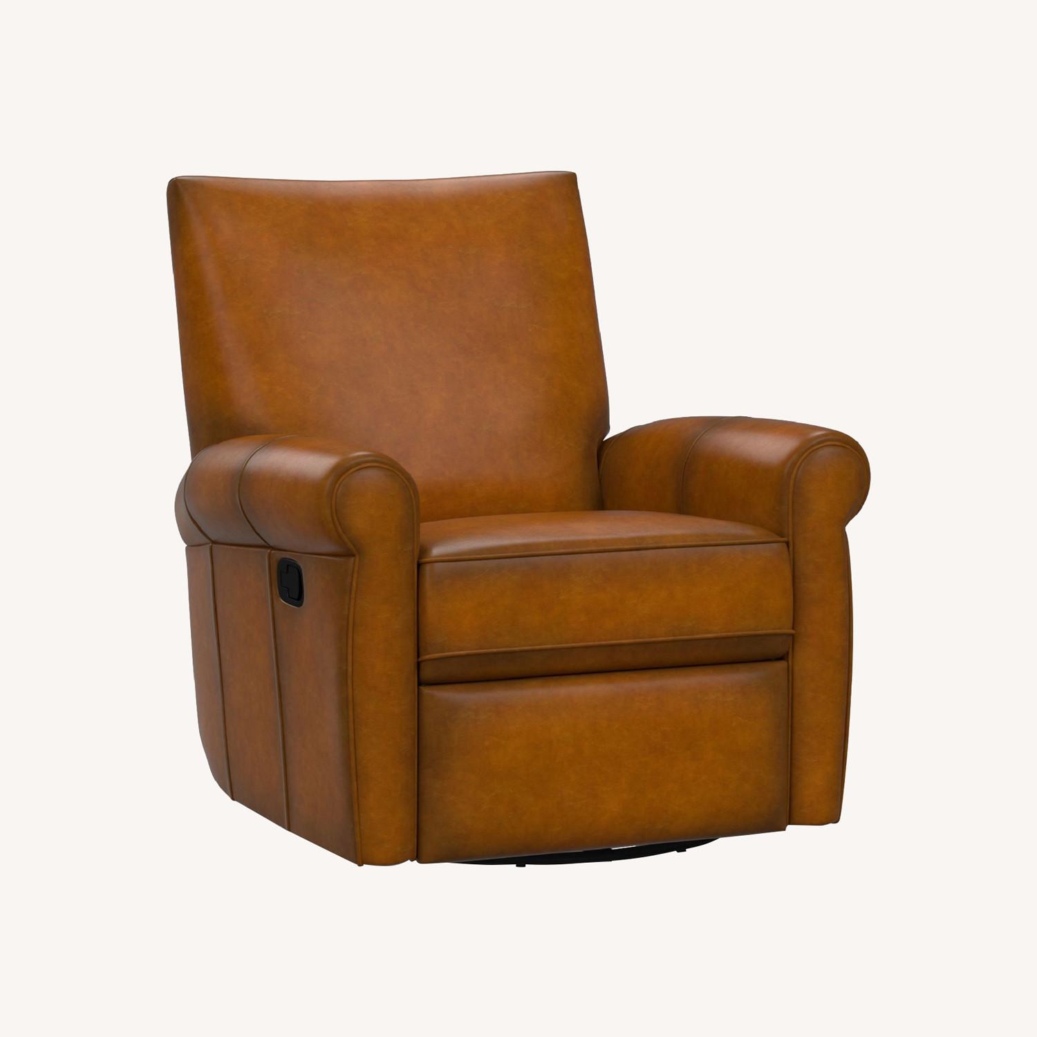 Pottery Barn Grayson Leather Swivel Recliner - AptDeco