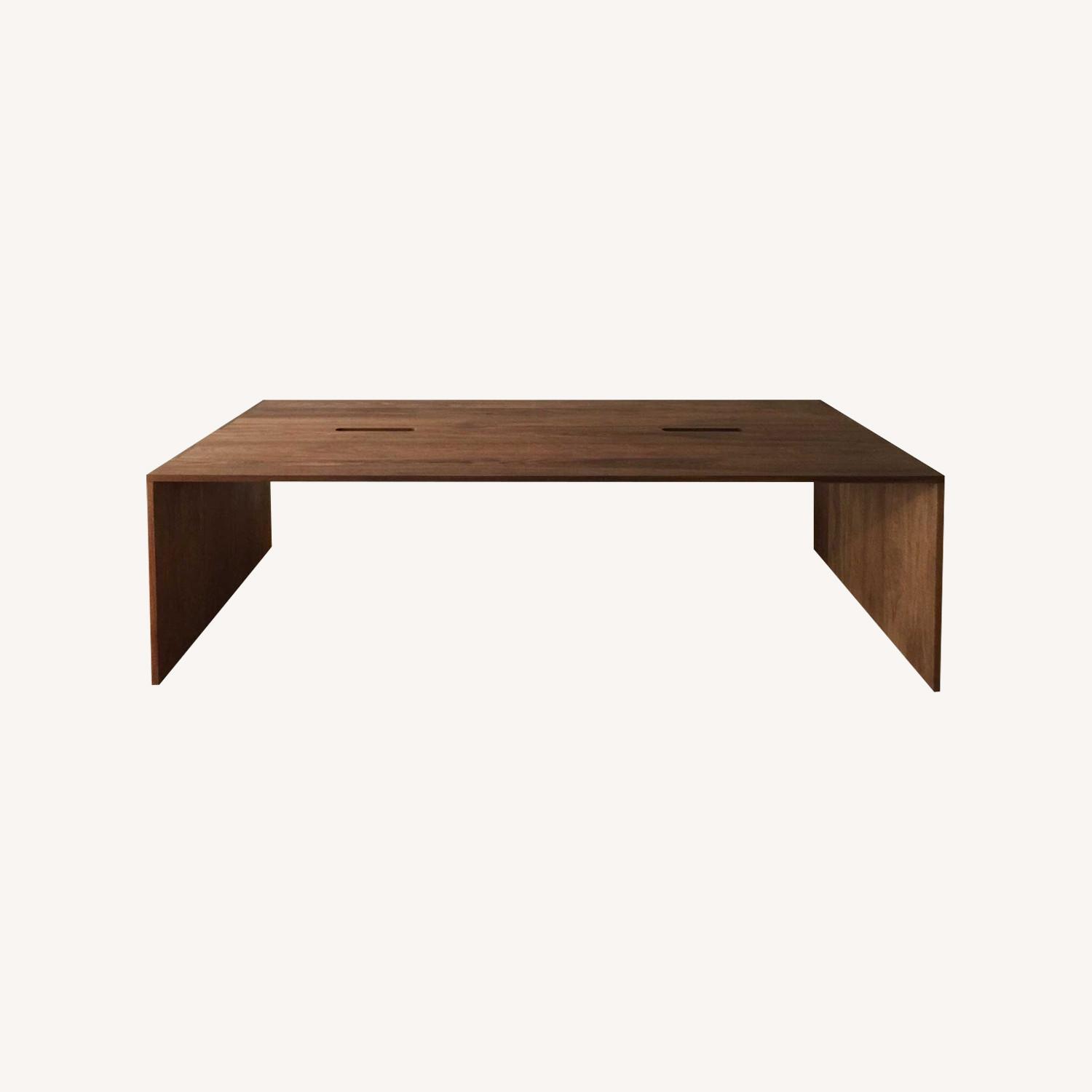 Walnut Work Table with Cable Slots - AptDeco