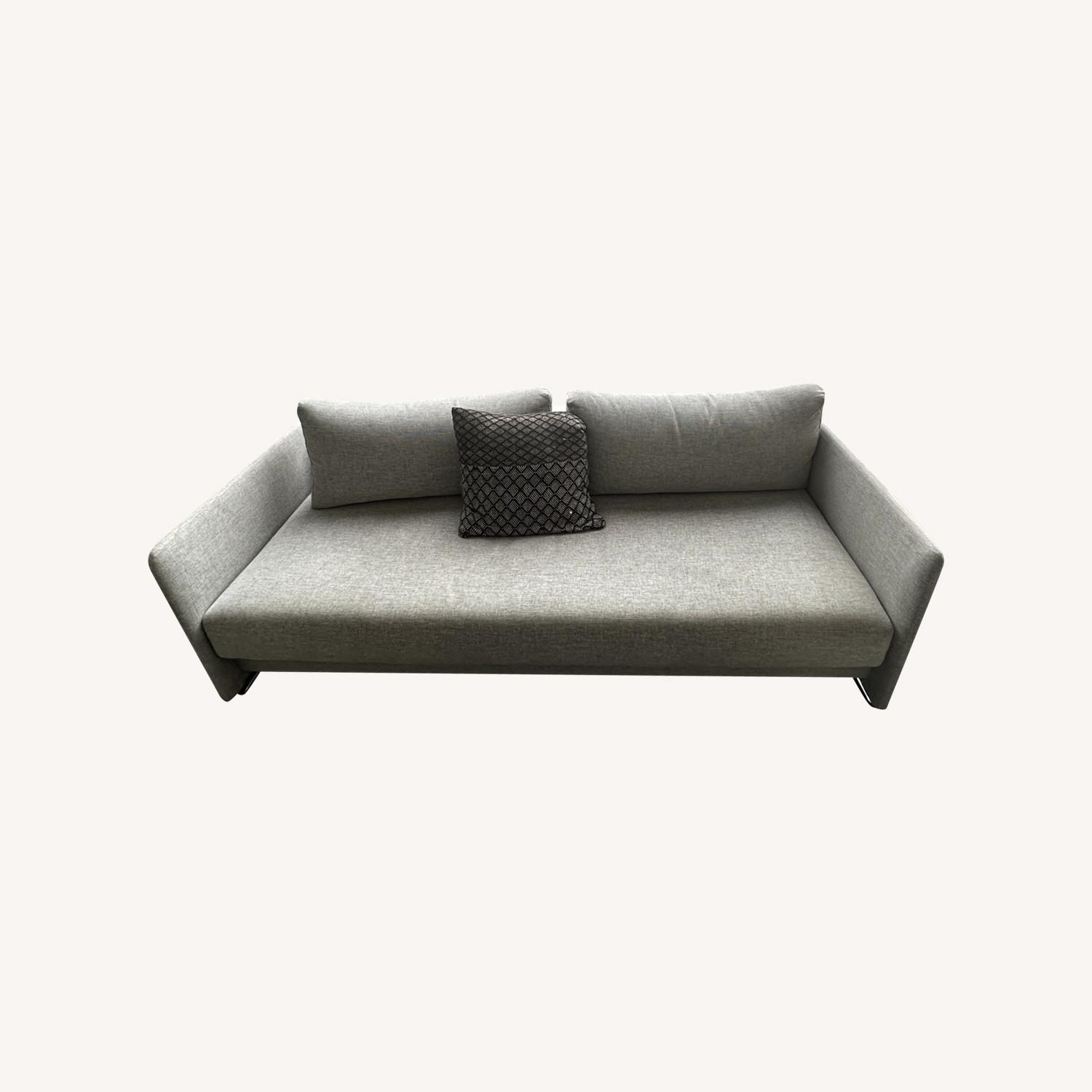 CB2 Tandom Microgrid Grey Sleeper Sofa - AptDeco