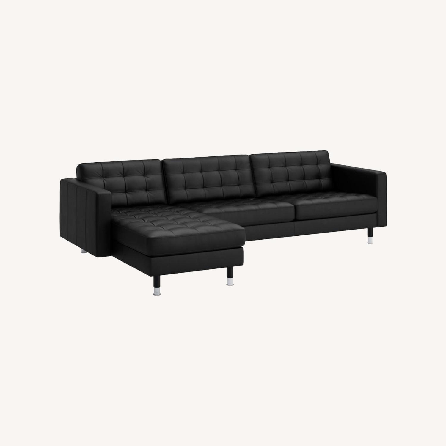 IKEA Morabo Black Leather Sectional - AptDeco