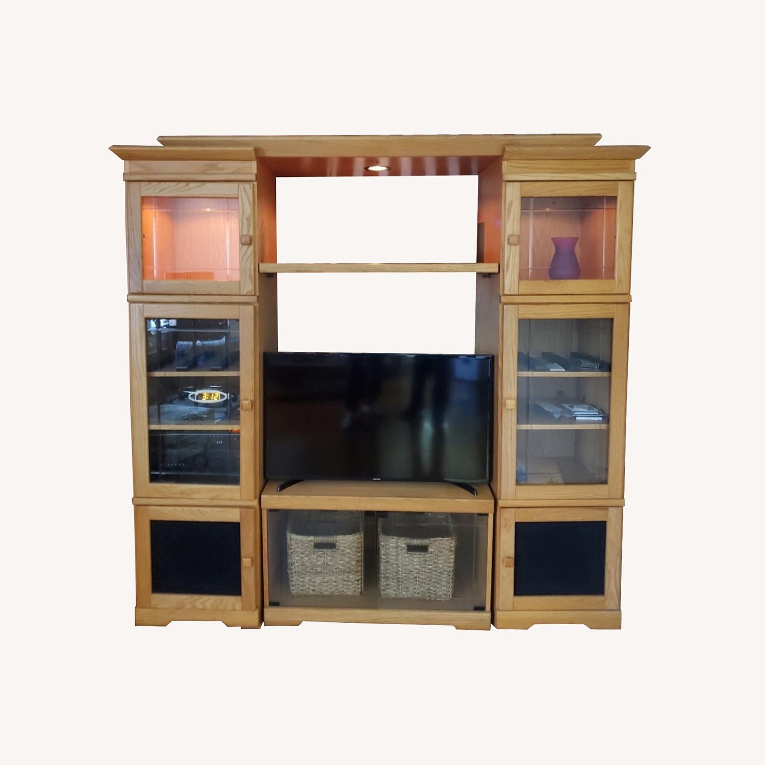Solid Pine Media Wall Unit - AptDeco