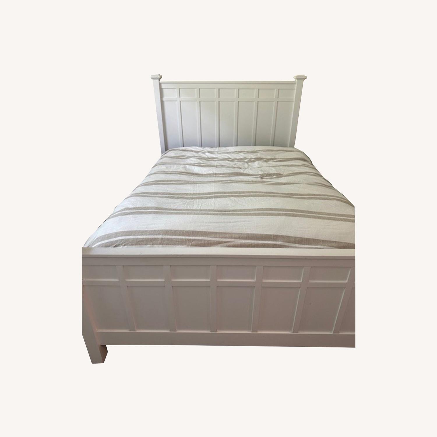Crate & Barrel White Wood Full Size Bed - AptDeco