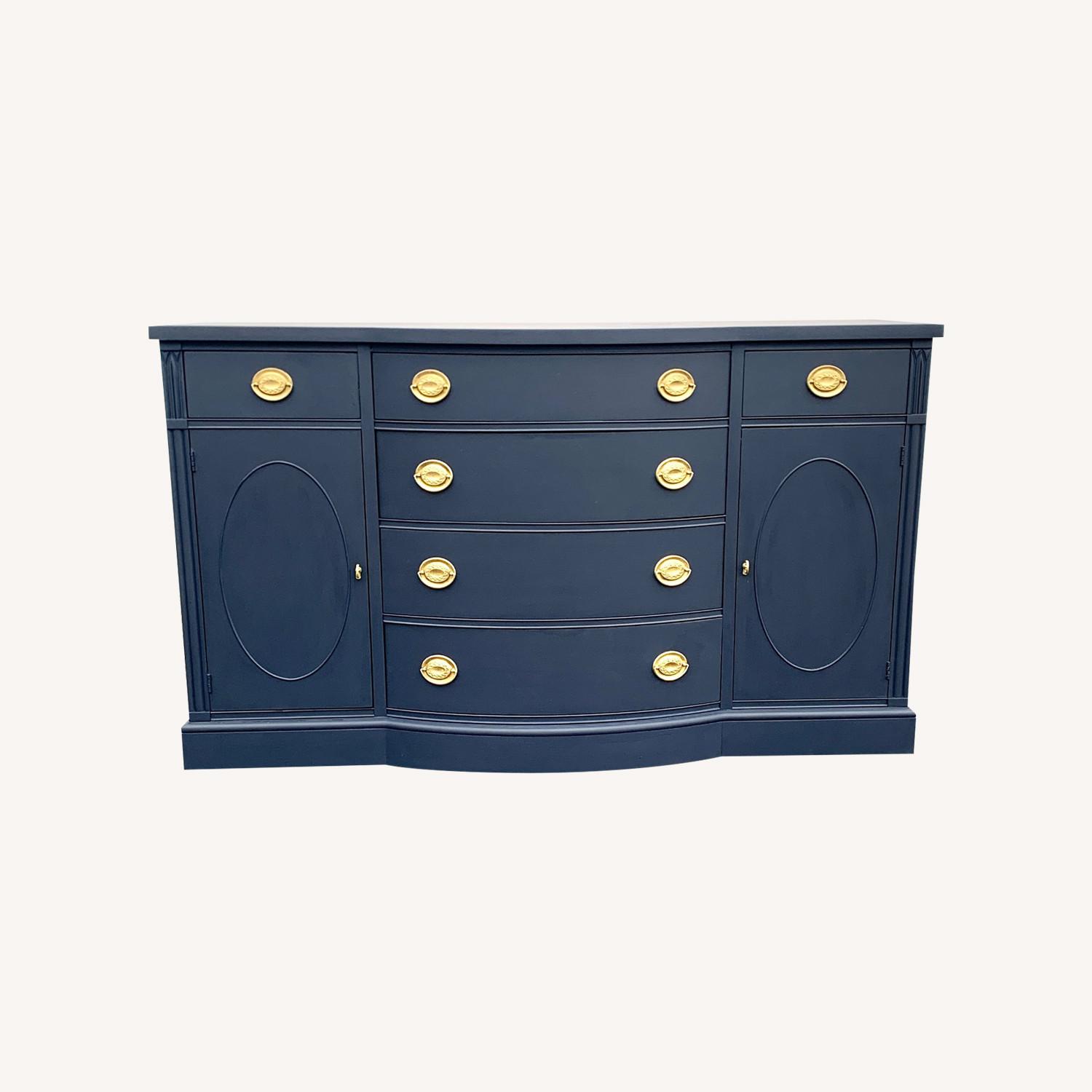 Vintage Hepplewhite Credenza in a Deep Navy Blue - AptDeco