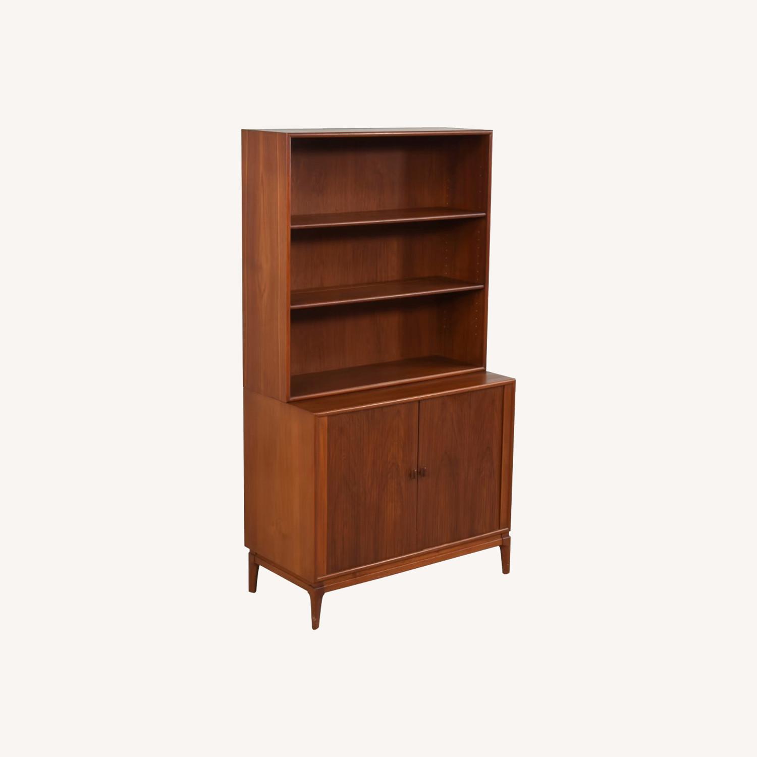 MCM Vintage John Stuart Walnut Tambour Bookshelf - AptDeco