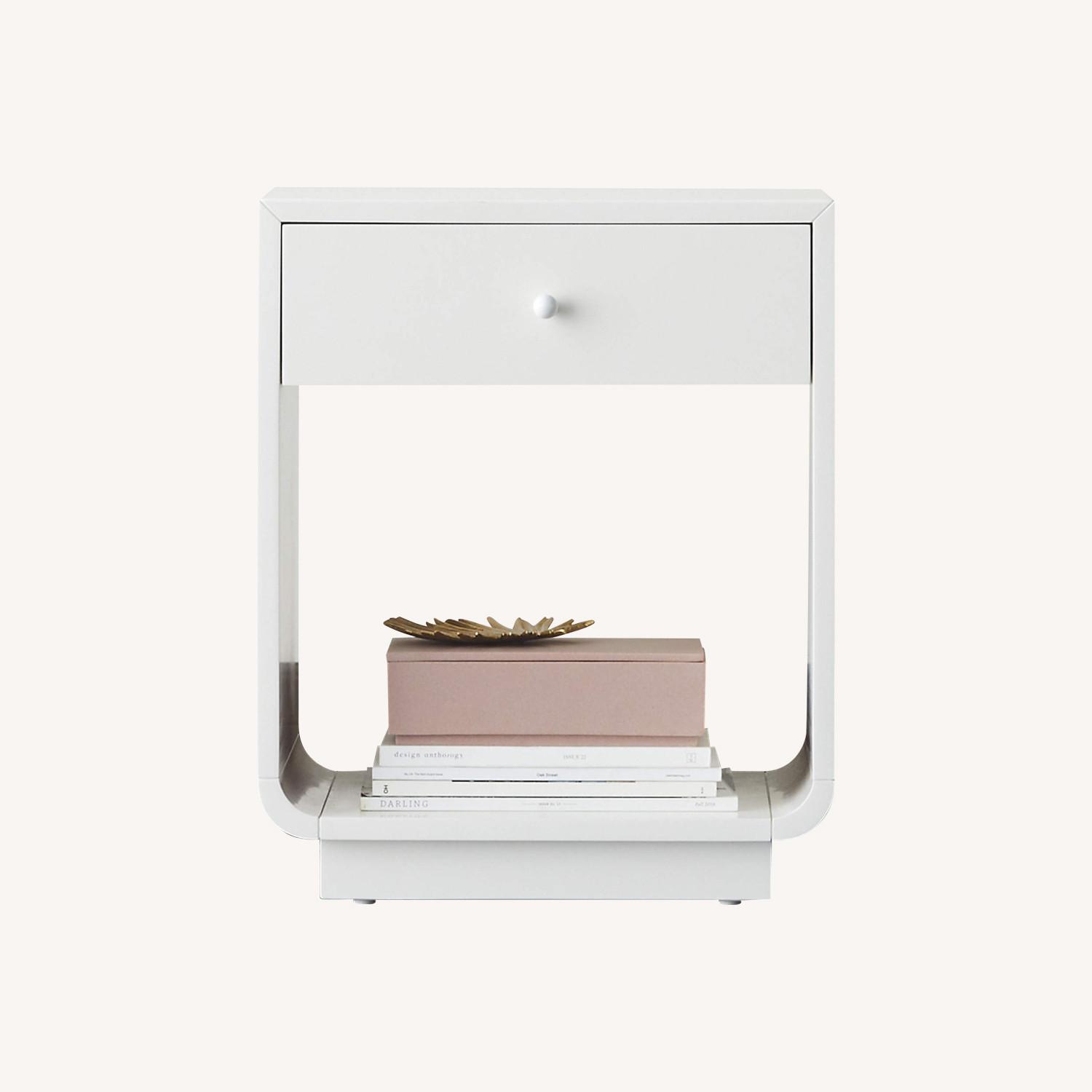 CB2 Bowed White Lacquered Nightstand With Drawer - AptDeco