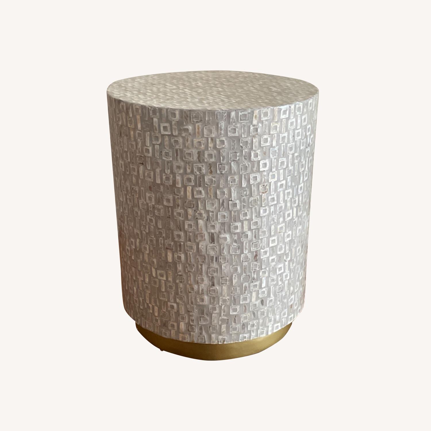 Shell Drum Accent Side Table - AptDeco
